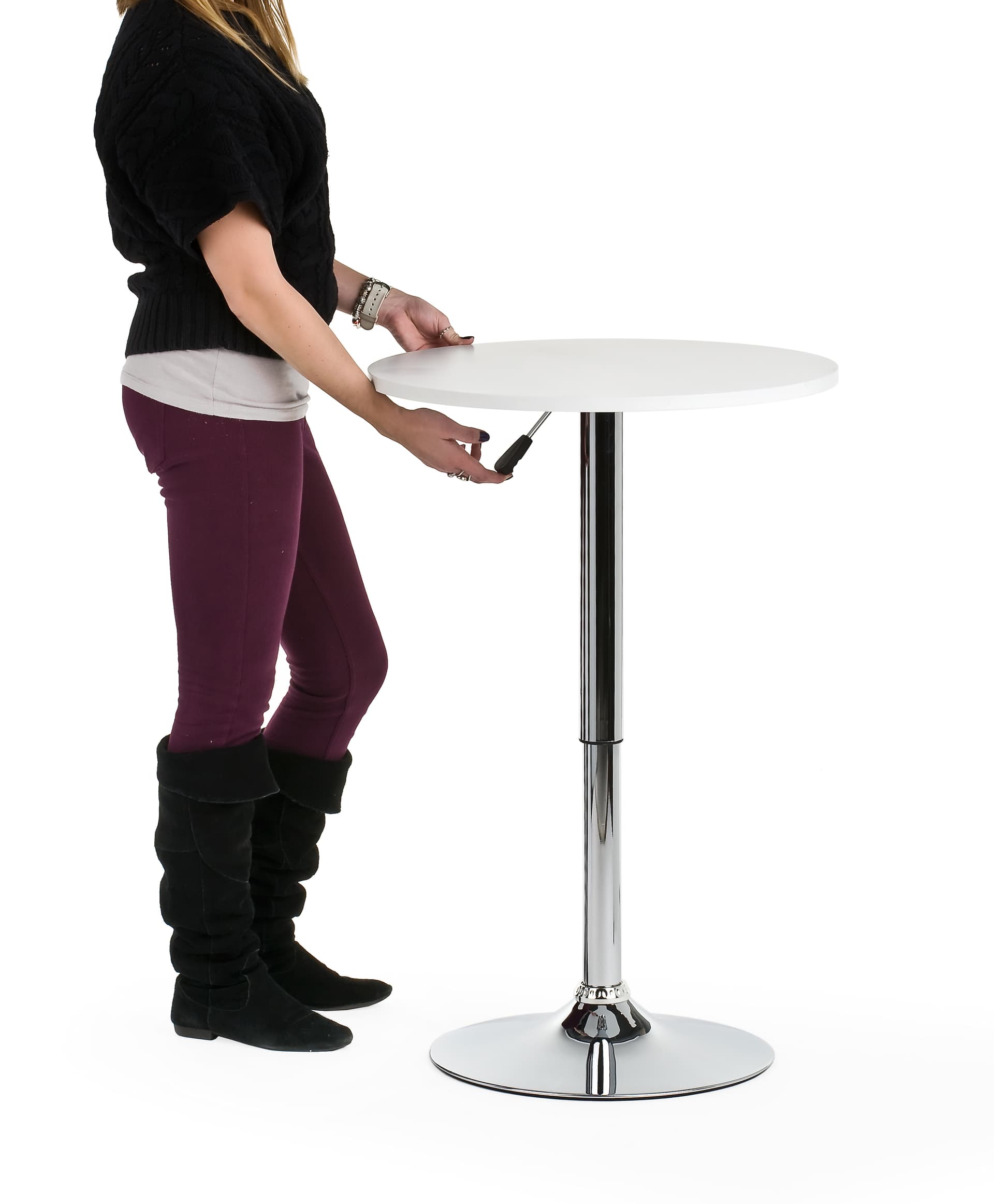 White Bar Table | Event Display With Round Top | Displays2Go