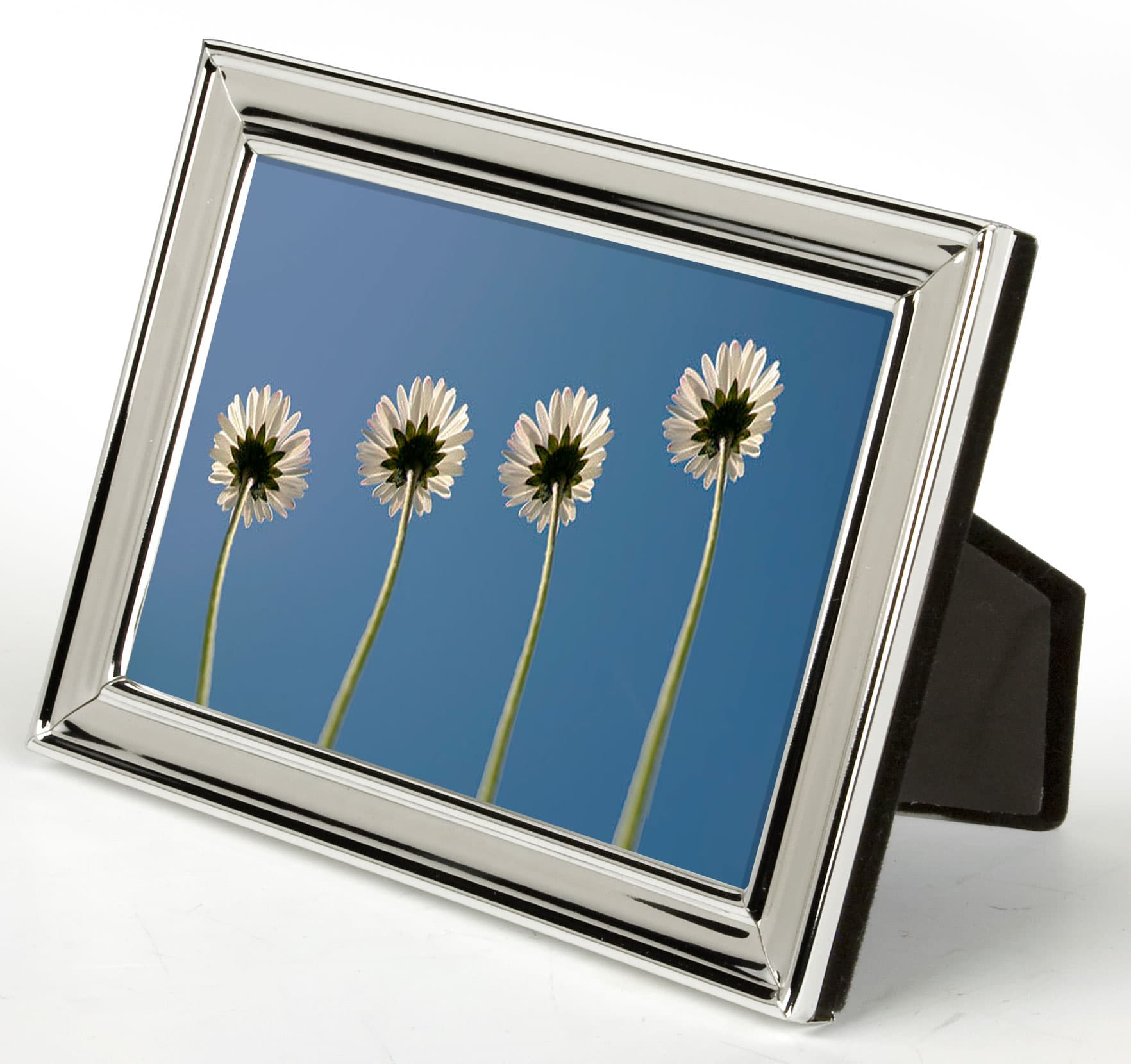Small Silver Picture Frames w/ Mirrored Design | Tabletop or Wall ...