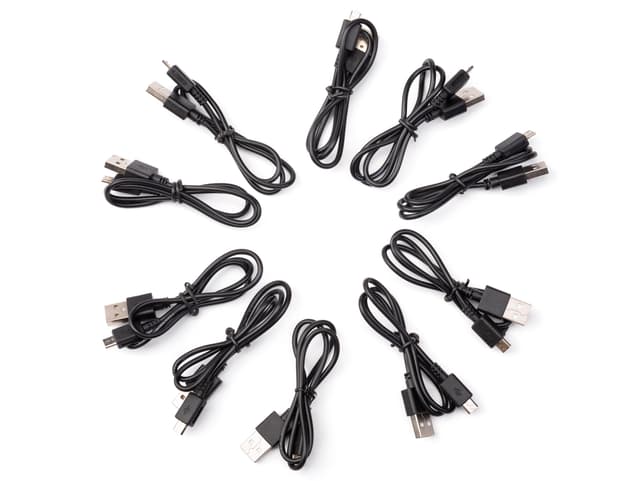 10-Pack Micro USB Cables | 21" Cords | Displays2Go