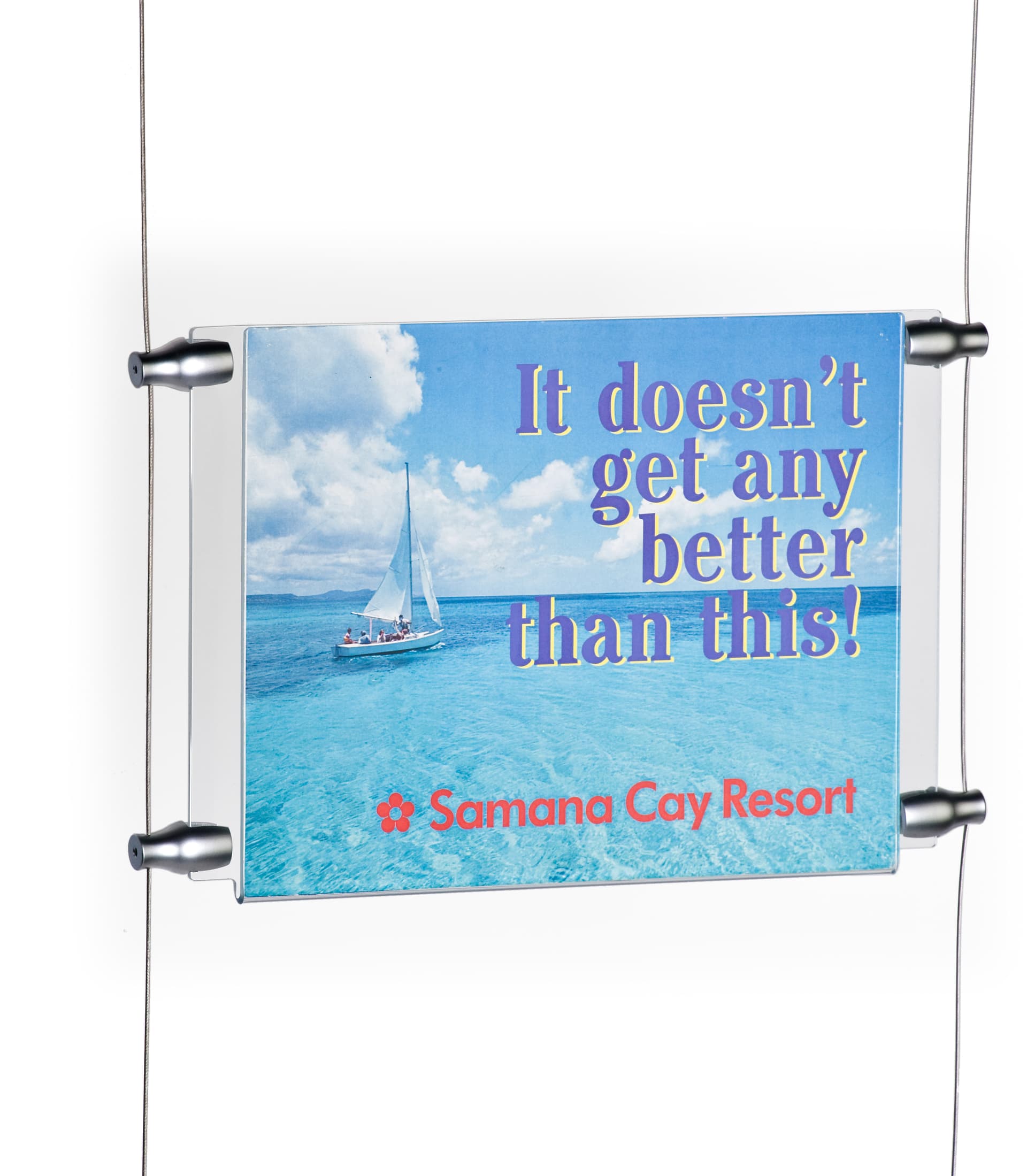 Fold-Over Sign Frame | Acrylic Poster Holder for Cable System | Displays2Go