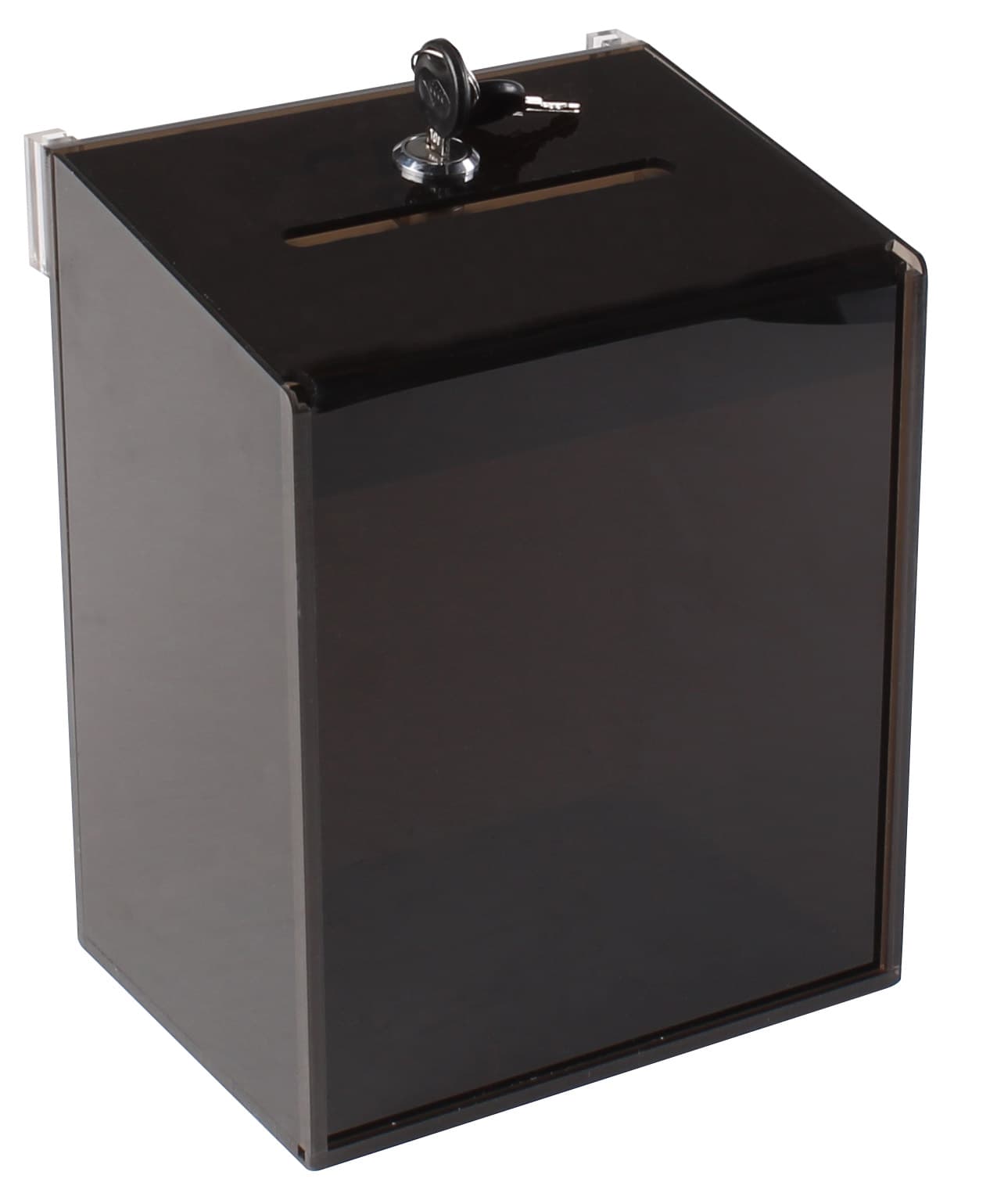 Black Acrylic Ballot Box | Sign Header and Key Lock | Displays2Go