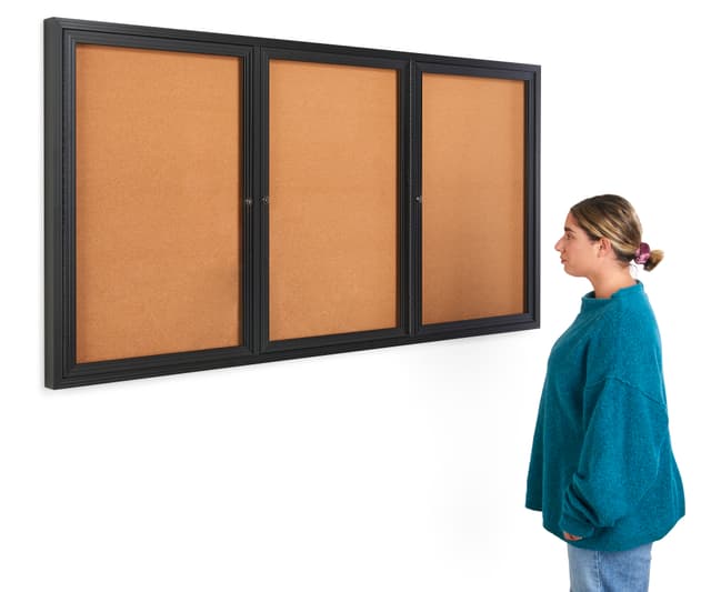 72" x 36" Locking Bulletin Boards | Black or Silver Finish | Displays2Go