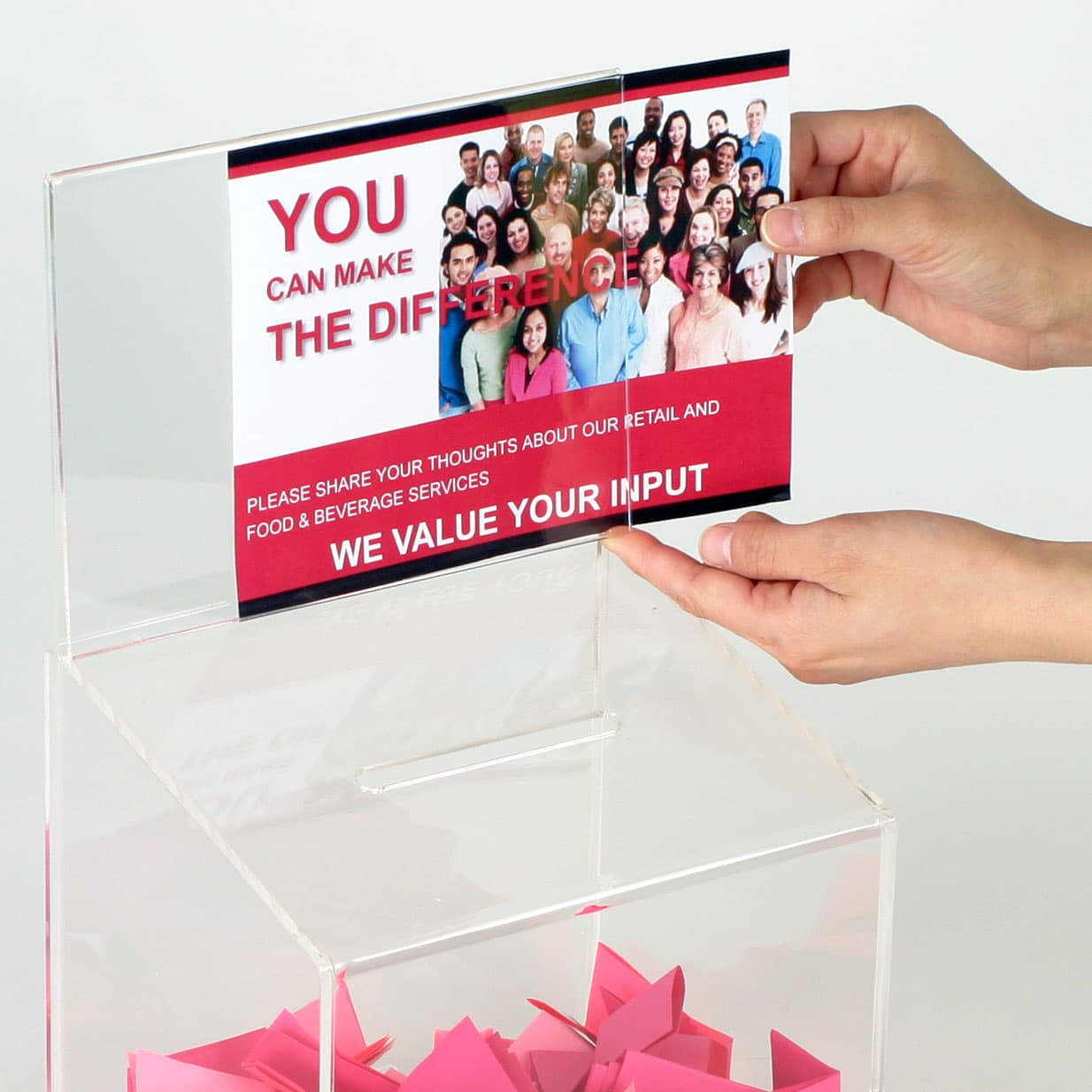 Recycled Acrylic Suggestion Drop Box w/ Key Lock and Sign Channel ...