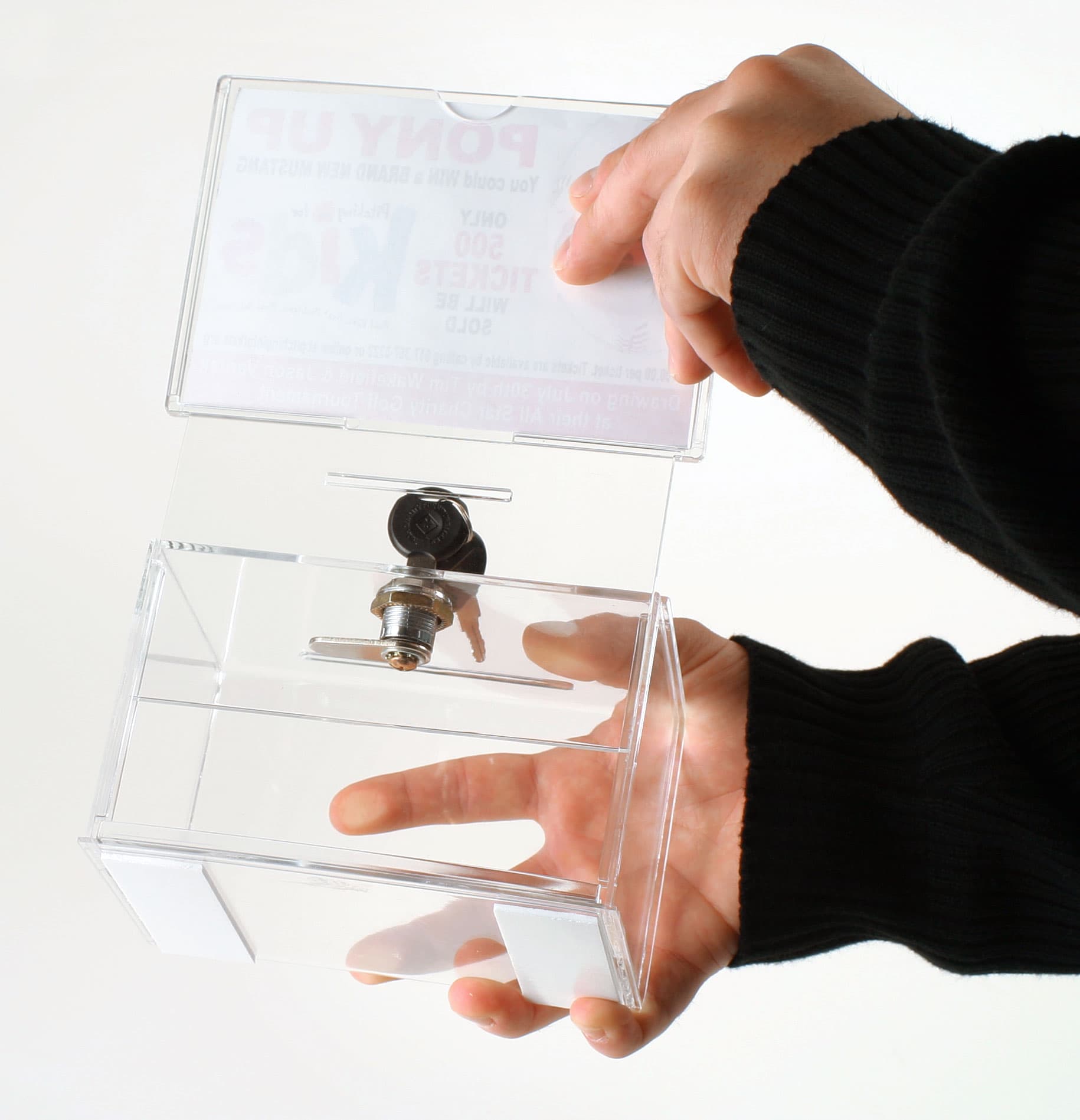 Locking Suggestion Box | Mini Molded Clear Acrylic Bin | Displays2Go