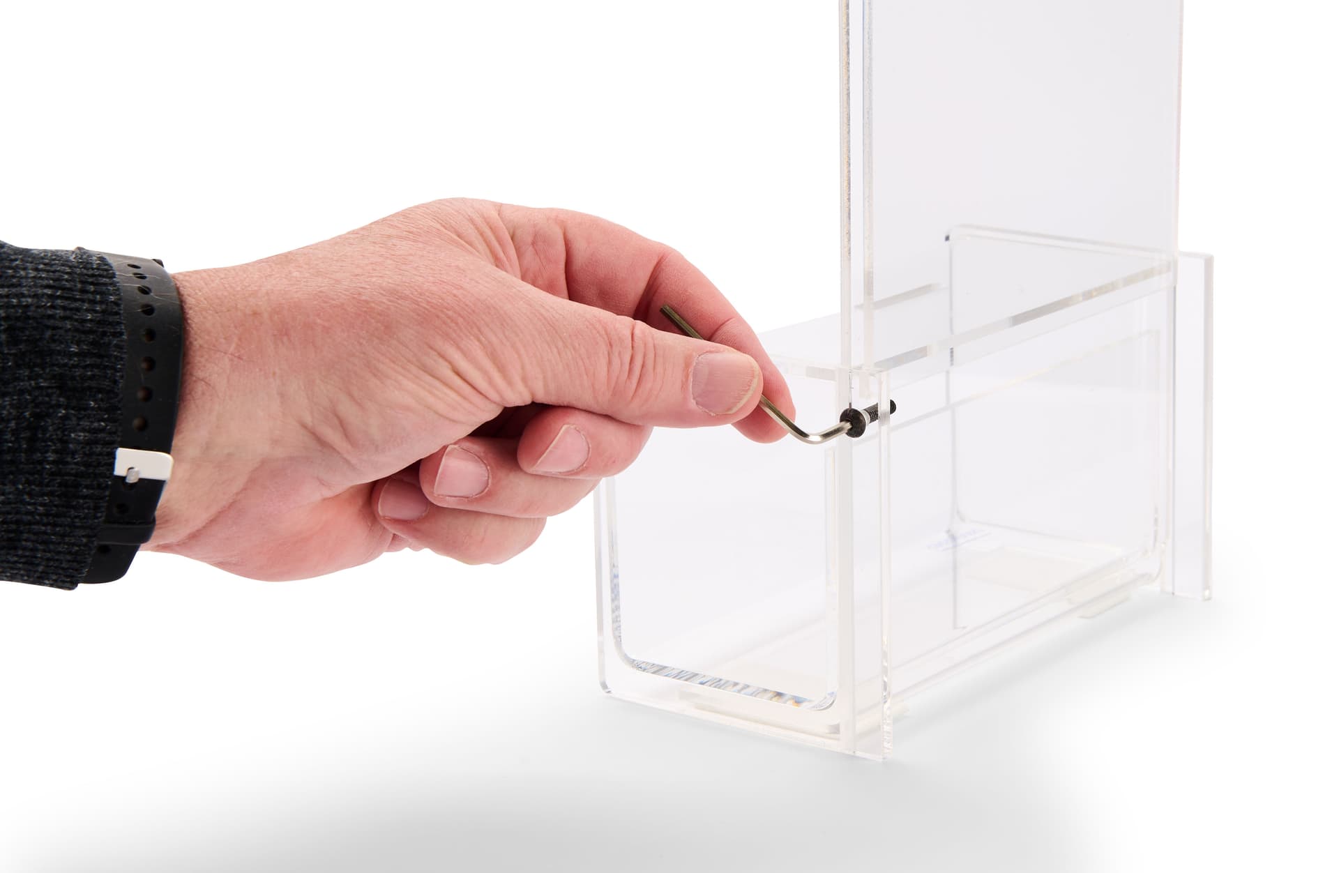 Acrylic Donation Box | Locking Bin w/ Sign Header | Displays2Go