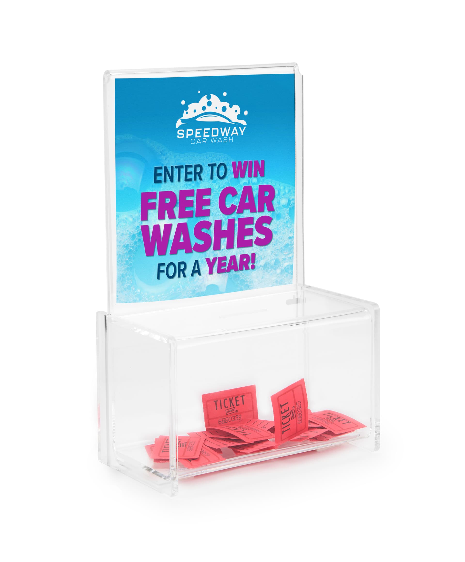 Acrylic Donation Box | Locking Bin w/ Sign Header | Displays2Go