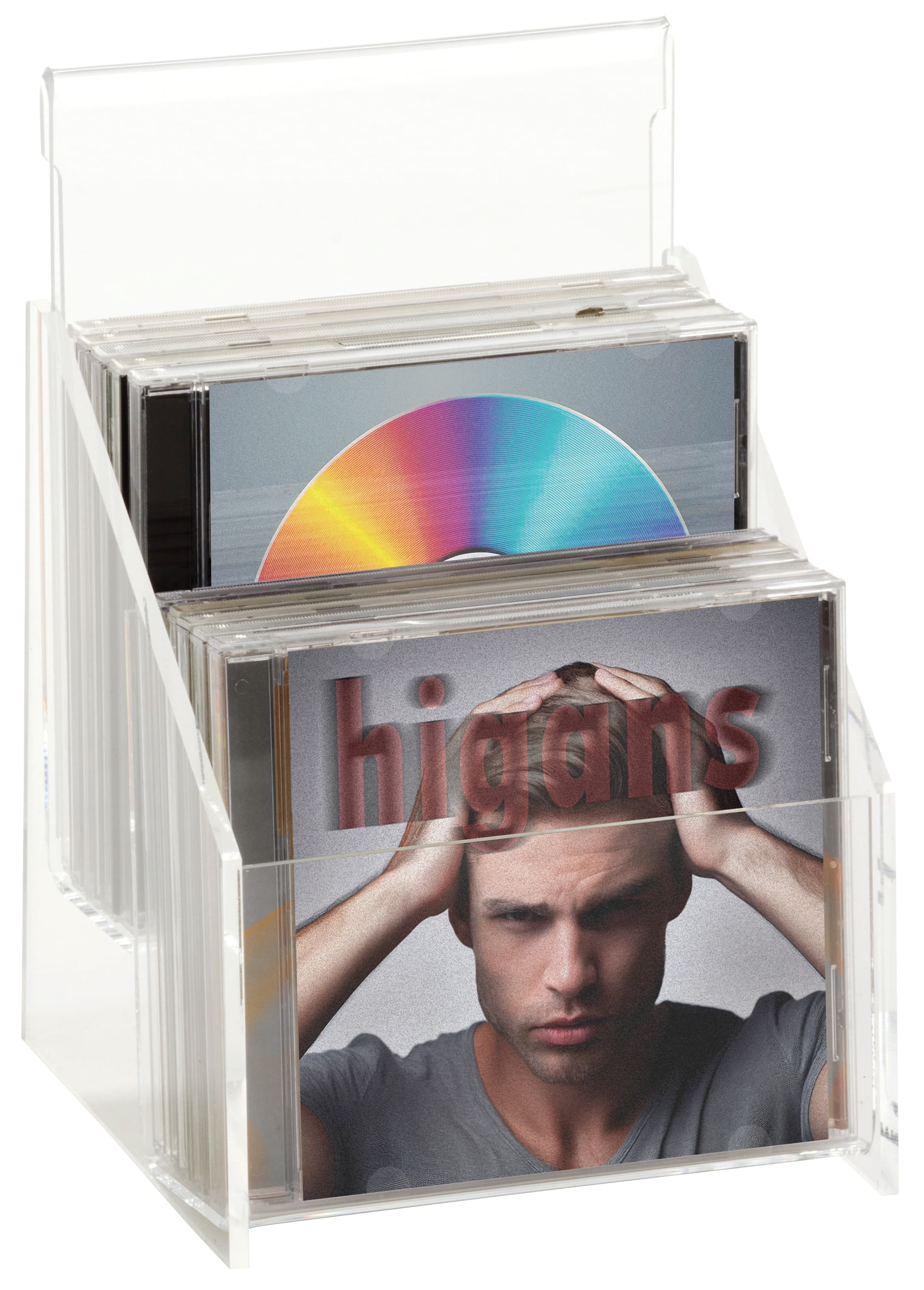 10 CD Rack | Countertop Acrylic Display with Custom Header | Displays2Go