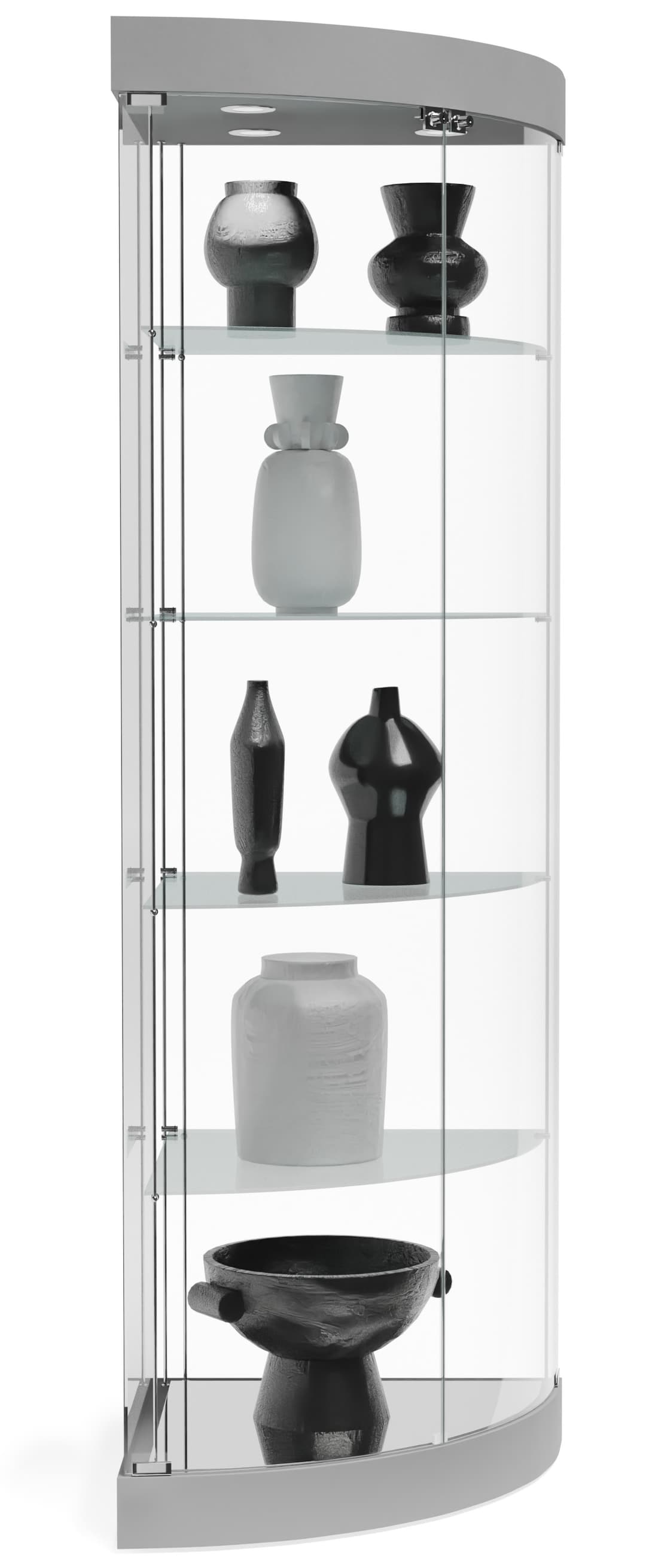 Corner Display Case | Four Hidden Casters | Displays2Go