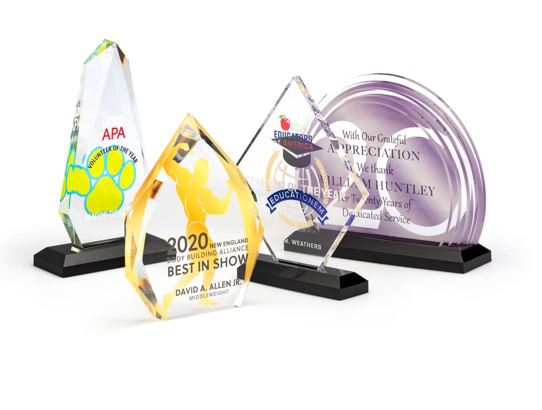 Acrylic Rectangle Teardrop Award | Included Black Base | Displays2Go