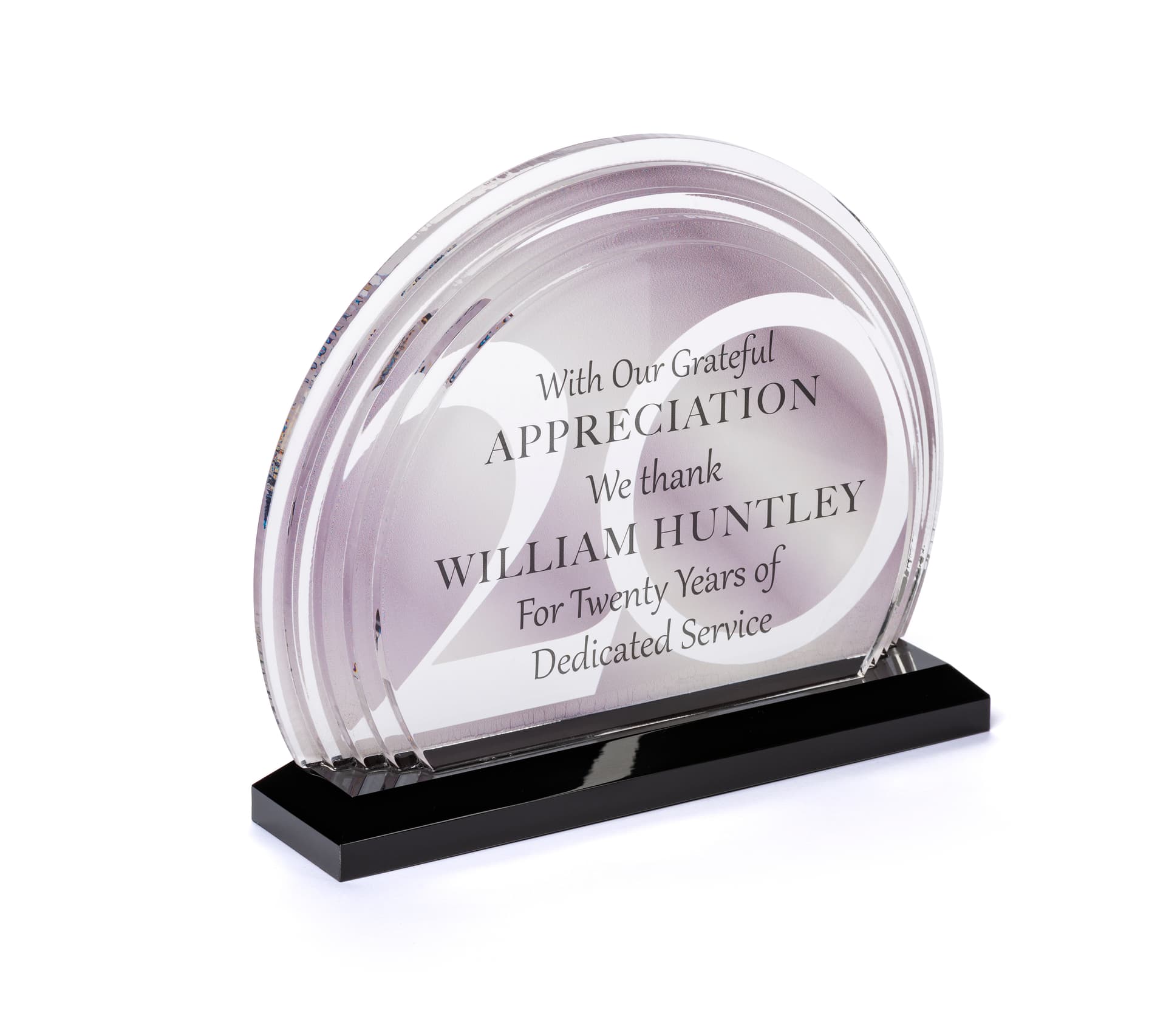 Acrylic Half Moon Business Trophy | Full-Color 2-Sided Graphics ...