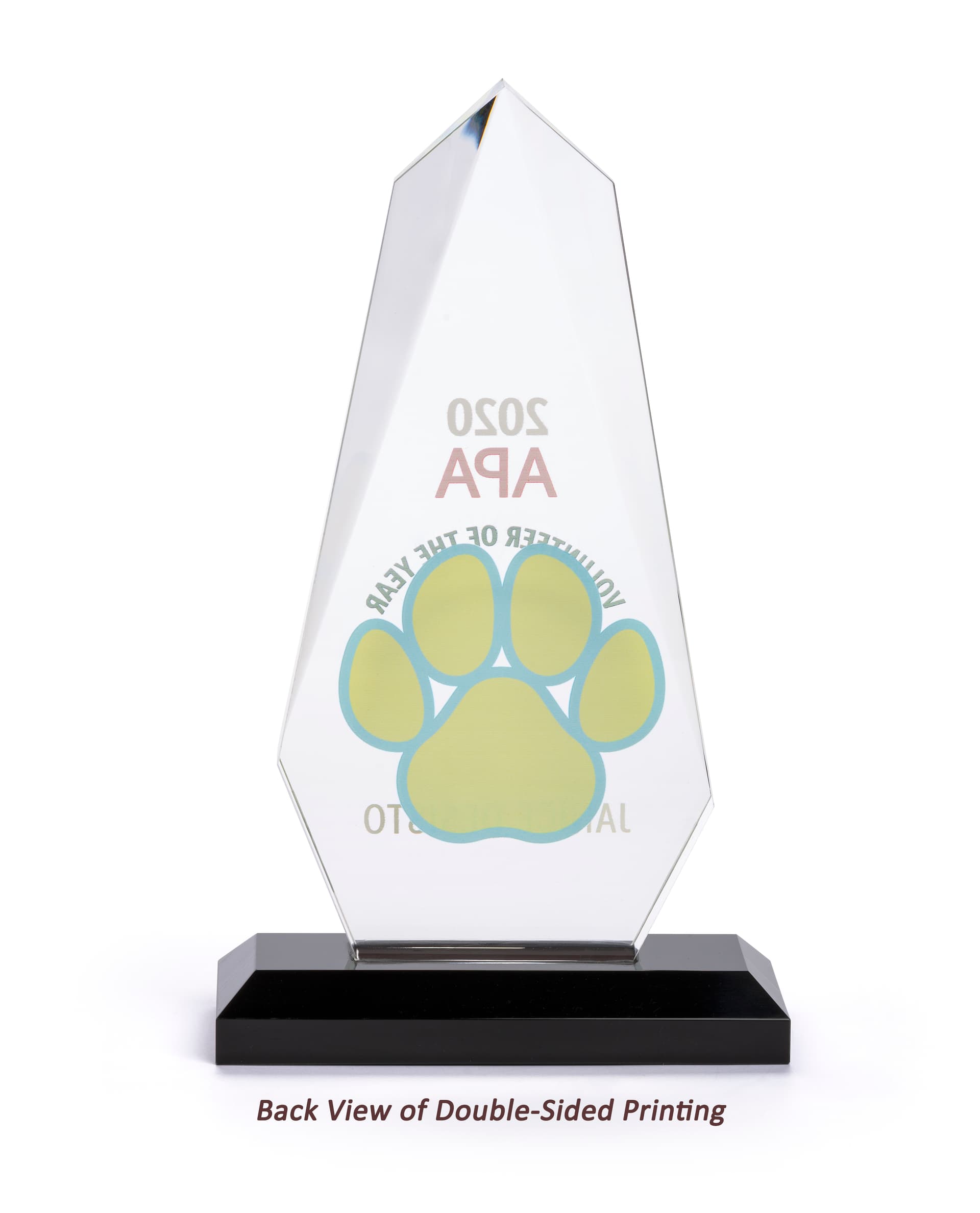Acrylic Rectangle Teardrop Award | Included Black Base | Displays2Go