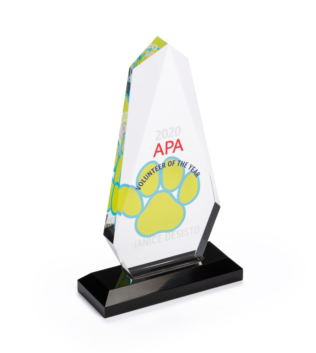 Acrylic Rectangle Teardrop Award | Included Black Base | Displays2Go