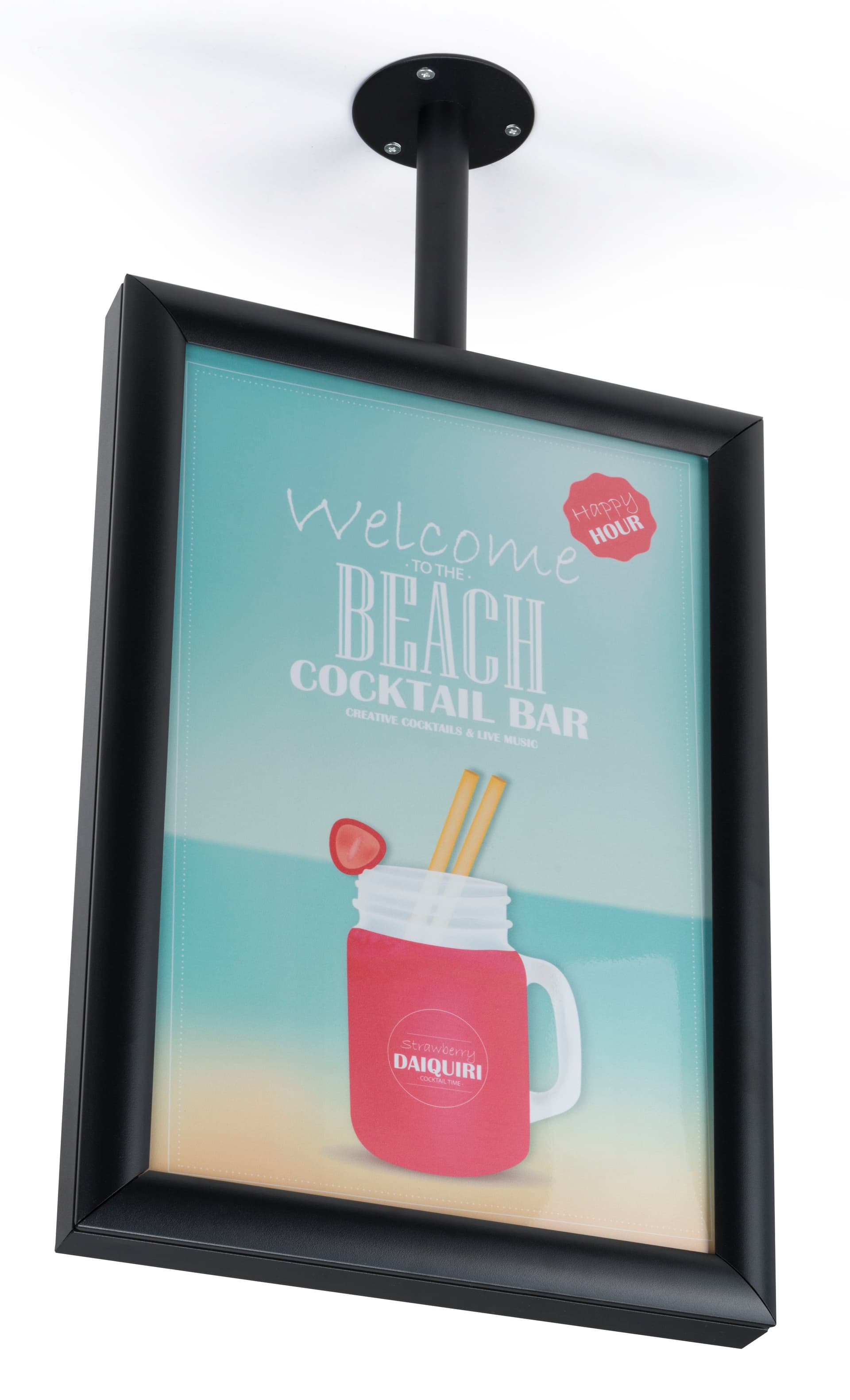 Black Flange Mount Ceiling Sign Holder Frame | 11” x 17” | Displays2Go