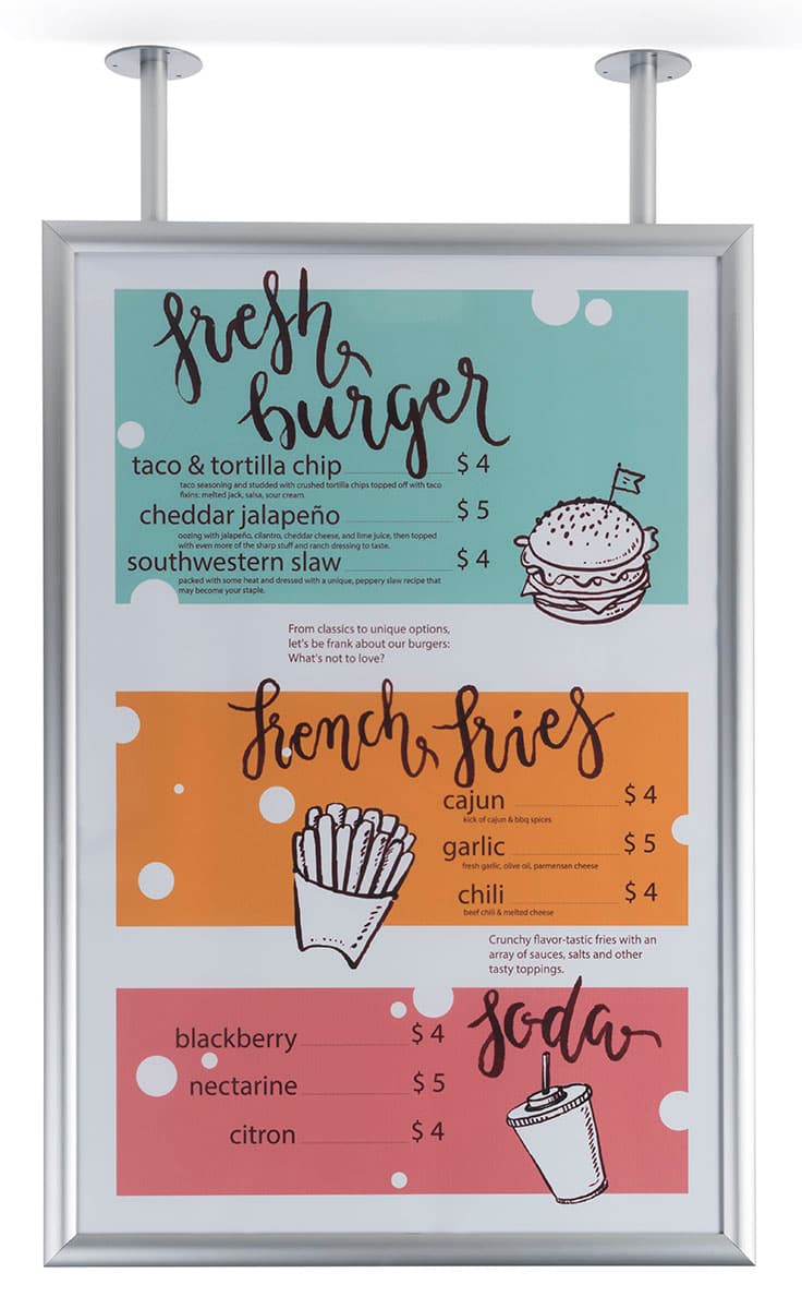 Dual Flange Anchor Silver Ceiling Poster Frame | 24” x 36” | Displays2Go