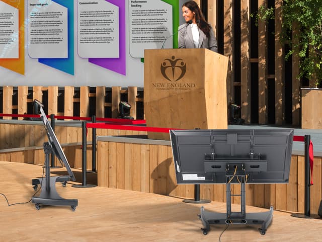 Confidence Monitor Stand | Low Height Angled Cart | Displays2Go