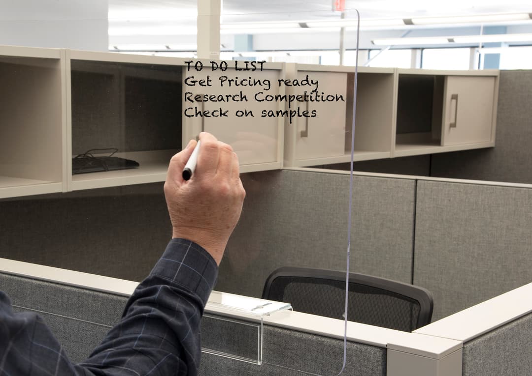 Clear Acrylic Cubicle Panel Extender | Dry Erase Write-On Design ...