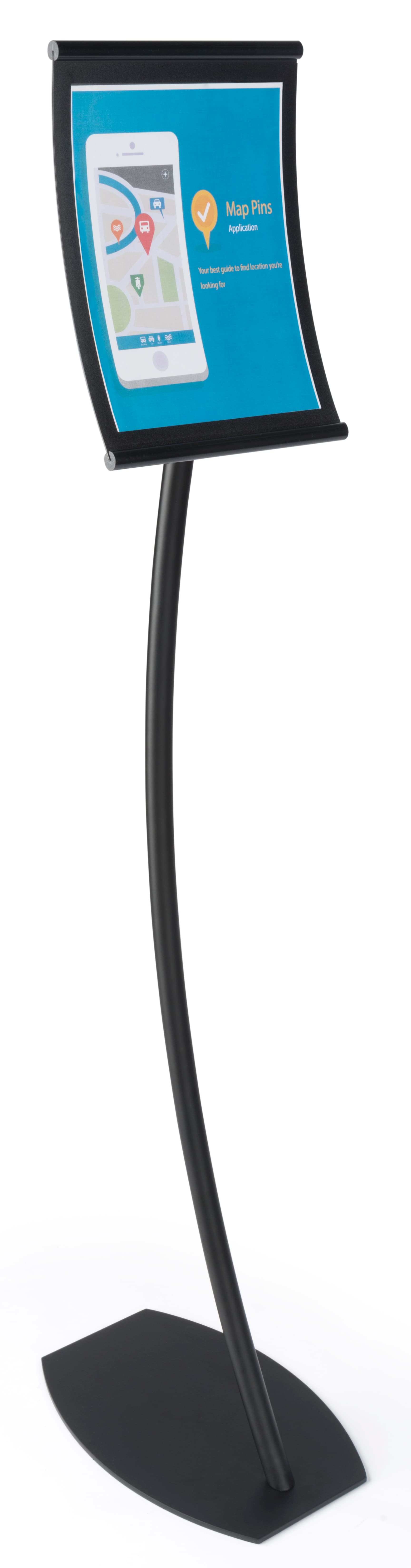 Concave Sign Display | Curve Aluminum Pole - Portrait Frame | Displays2Go