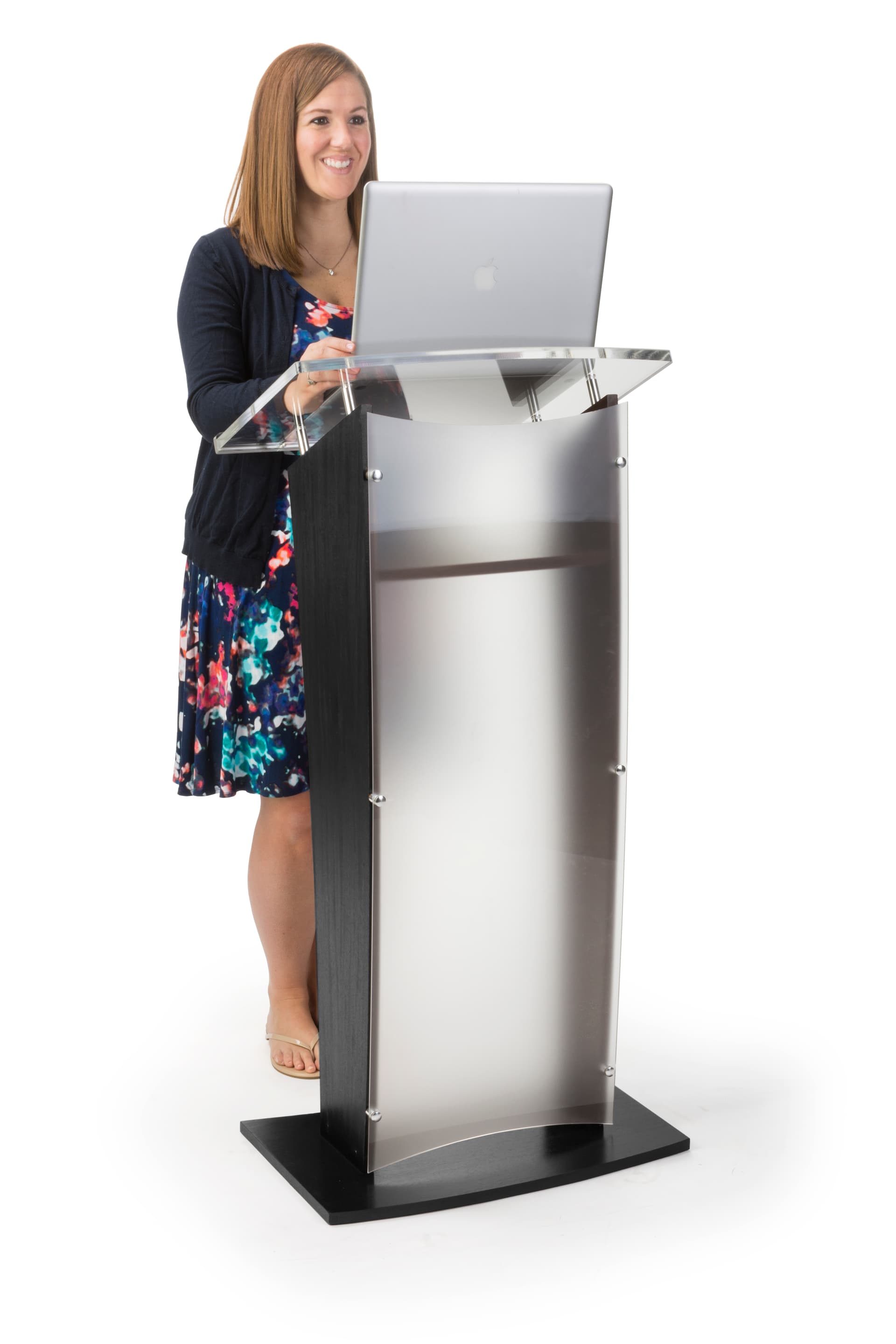 Frosted Acrylic Public Speaking Stand | Interior Shelf | Displays2Go