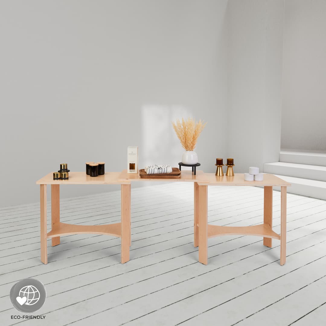 Collapsible Wooden Display Tables | 82" Long Tabletop | Displays2Go