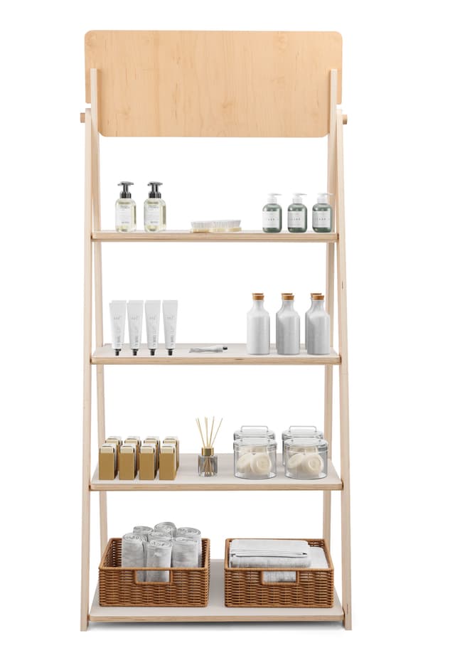 White Ladder Shelves | 4 Tier Multi-Level Display | Displays2Go