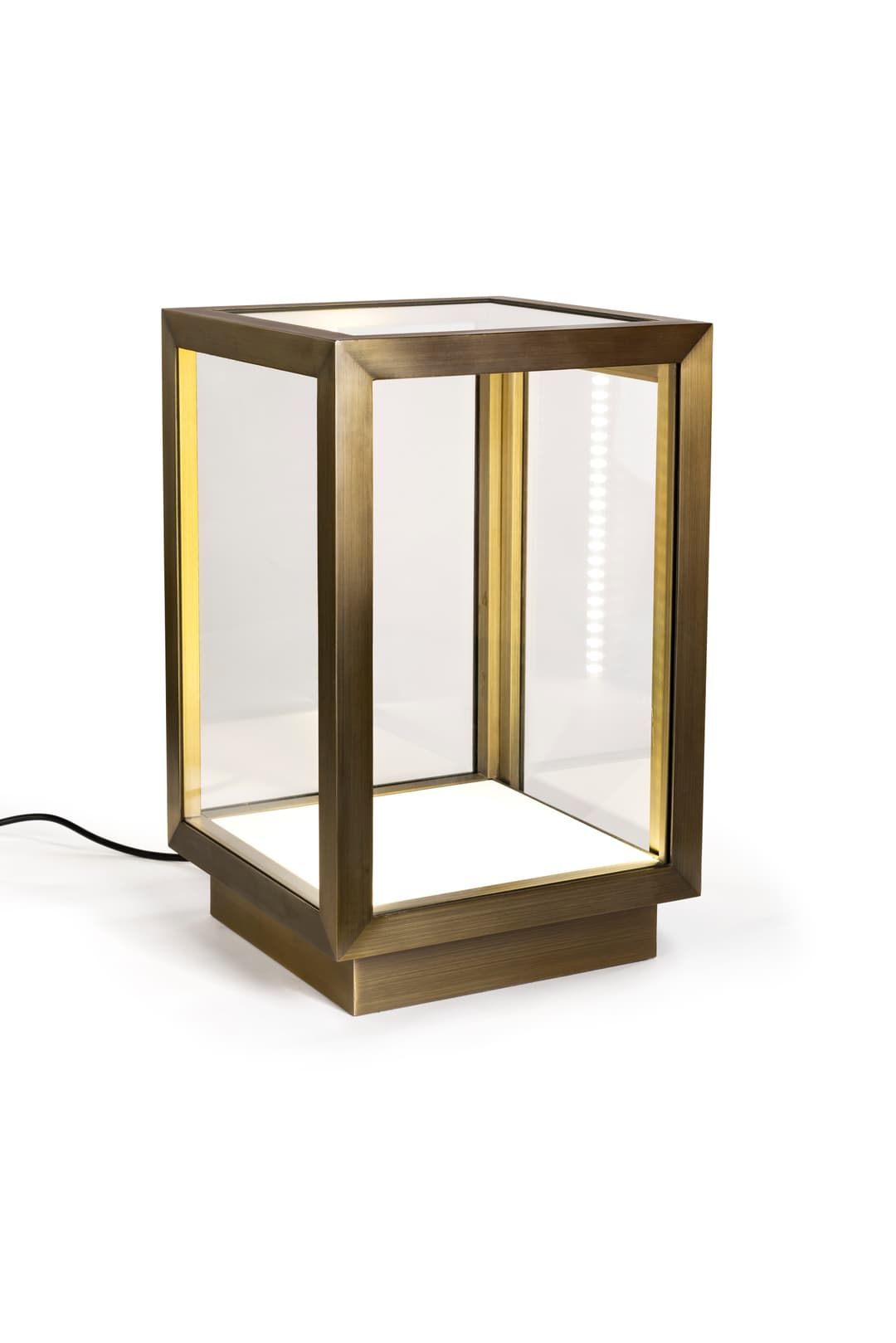 Square Glass Curio Box | Tabletop Showcase w/ Interior LED Lights ...