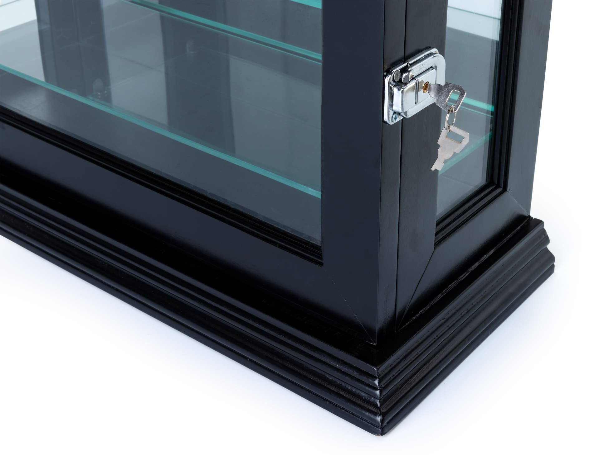 Small Wood Curio Cabinet | Locking Tempered Glass Door | Displays2Go