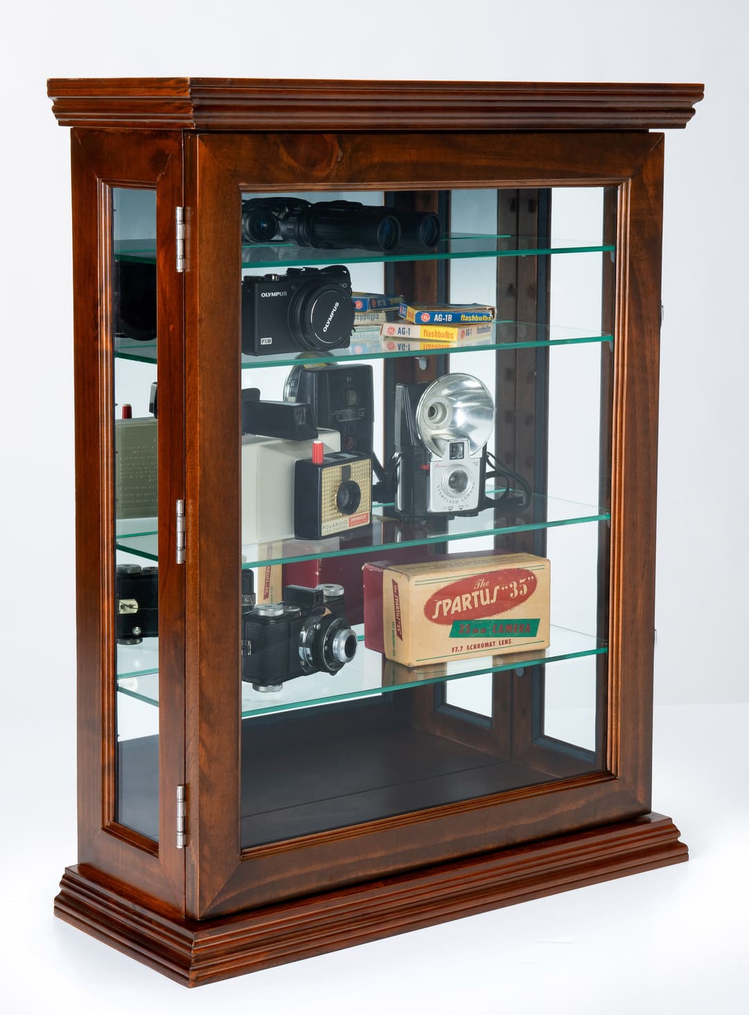 Cherry Mirrored Curio Display | Reflective Back Panel | Displays2Go