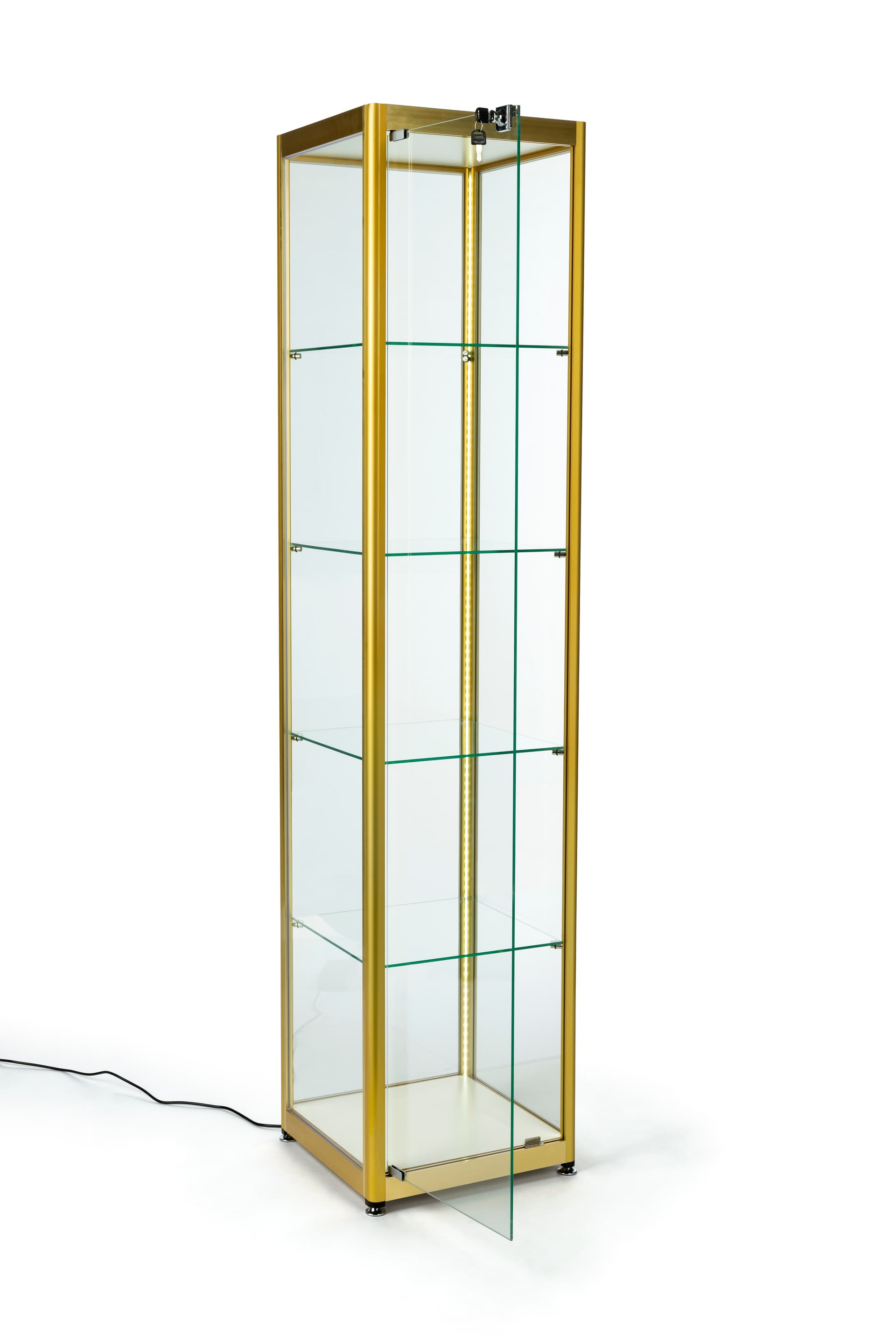 Full Glass Narrow Tower | Elegant Gold Aluminum Framing, 15.5"w ...