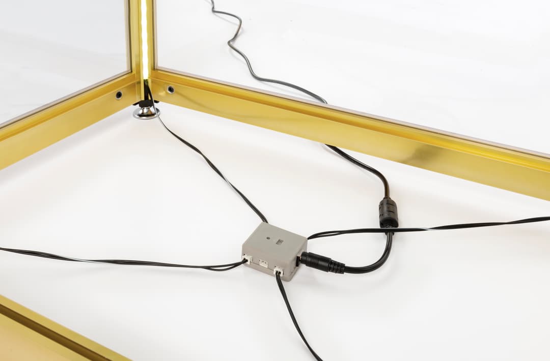 Full Glass Narrow Tower | Elegant Gold Aluminum Framing, 15.5"w ...
