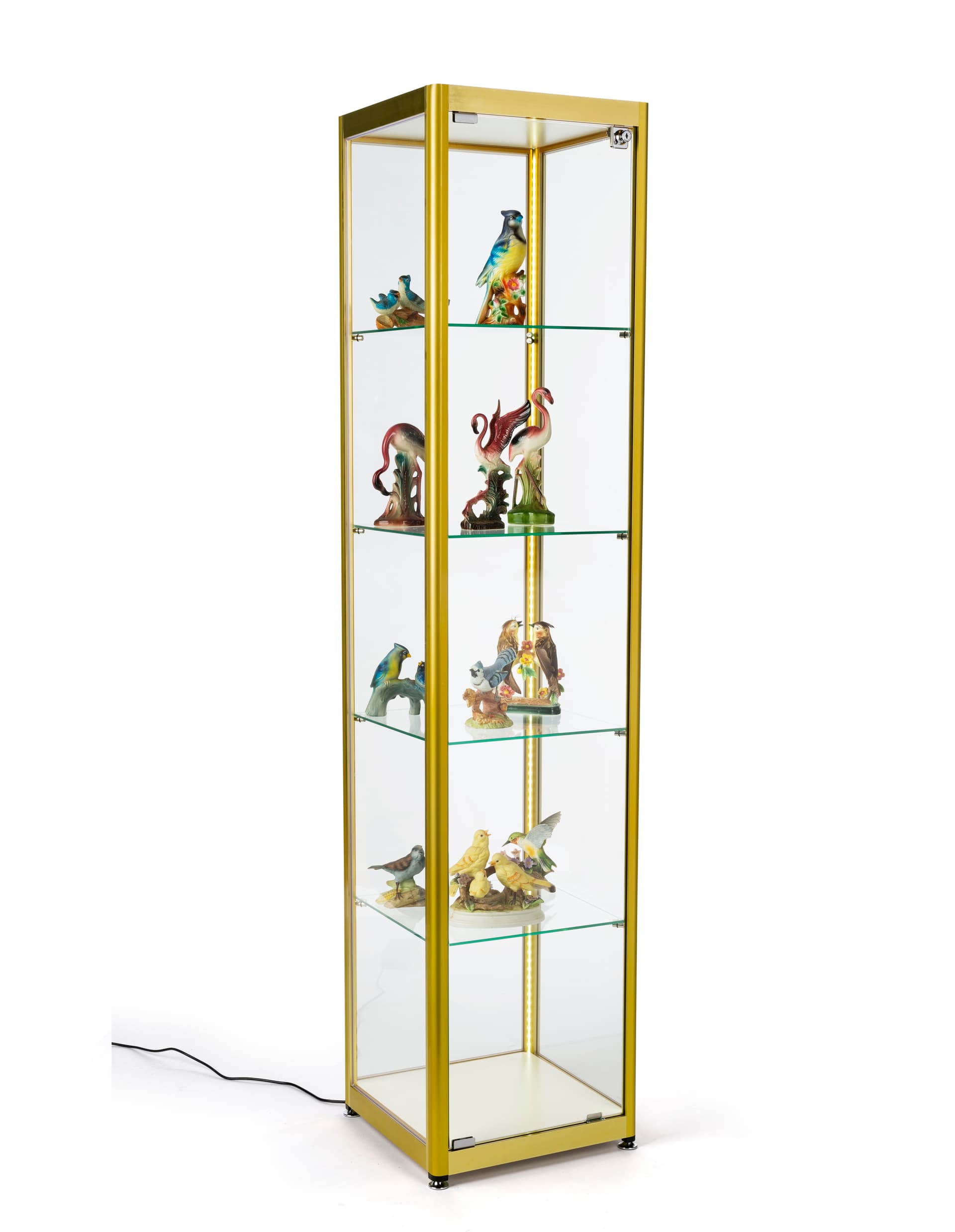 Full Glass Narrow Tower | Elegant Gold Aluminum Framing, 15.5"w ...