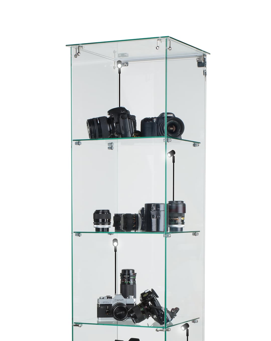 Display Case Spotlights | 4 Sizes, Set of Two in Black or Silver ...