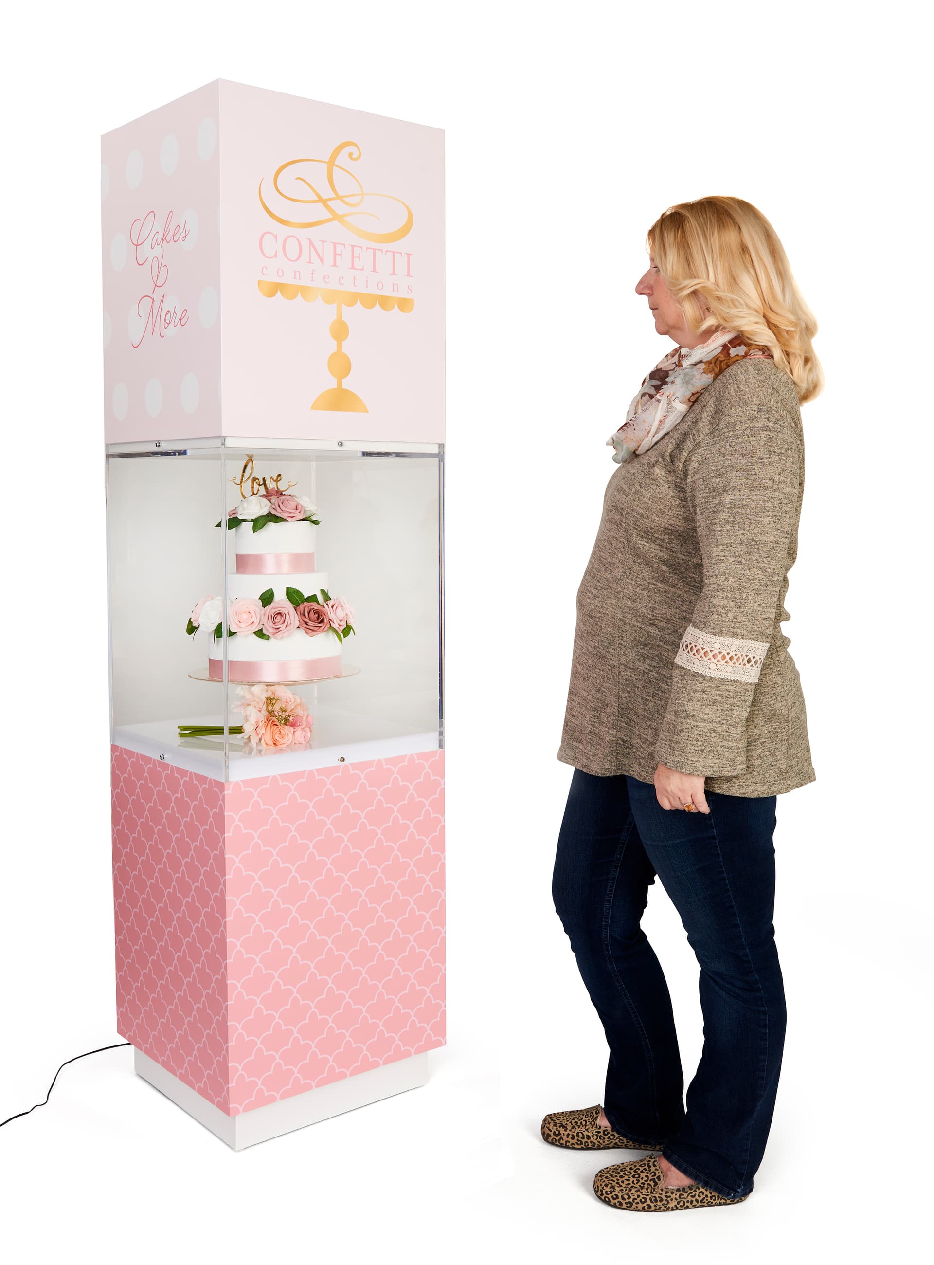 Bottom Lit Pedestal Display with Custom Graphics | Full Color | Displays2Go