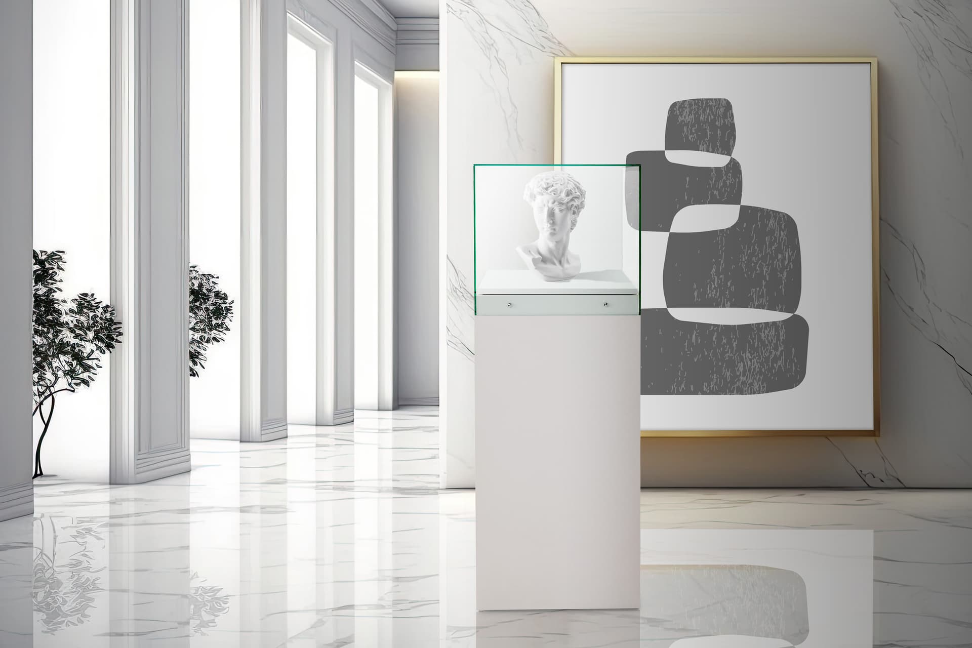 Glass-Top Pedestal Display Case | Frameless Glass Showcase | Displays2Go