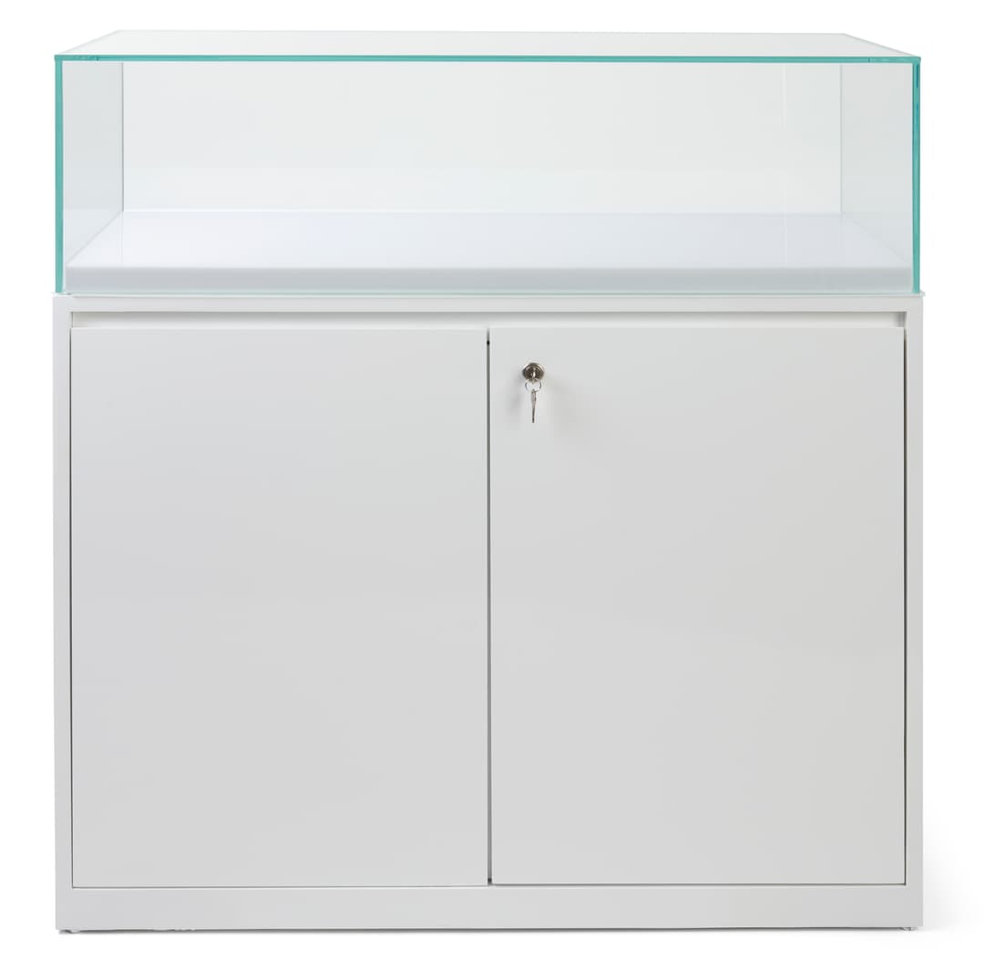 LED Exhibit Showcase | Removable Tempered Glass Topper | Displays2Go