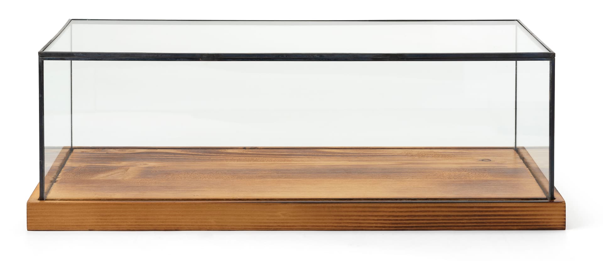 Wood Glass Tabletop Keepsake Display Case | Black Copper Piping ...