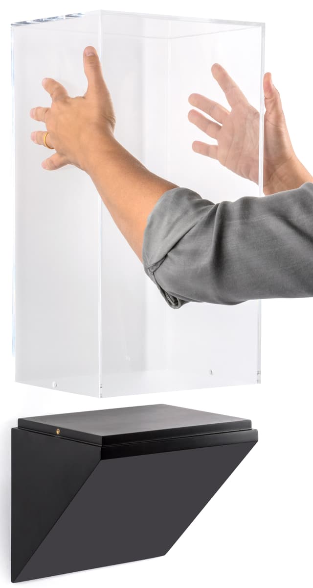 Museum Pedestal Wedge Wall Case | Black Shelf Supports 55 lbs | Displays2Go