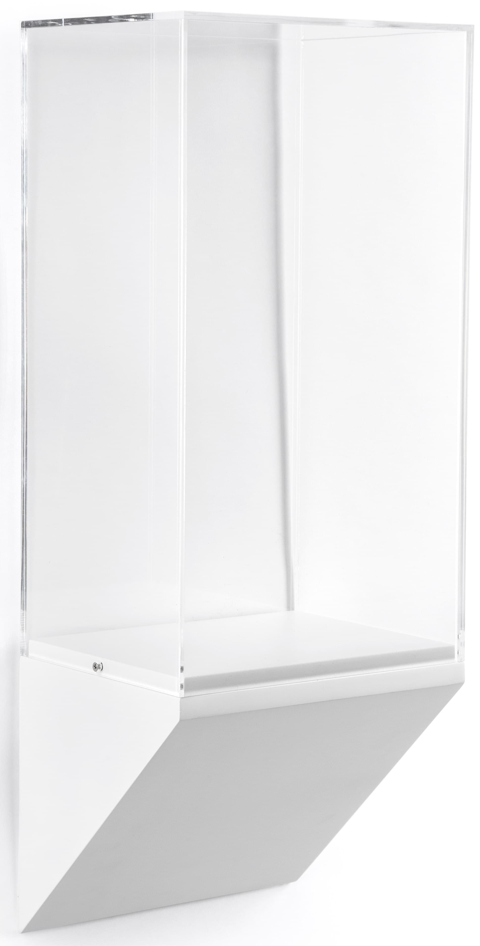 Wedge Pedestal Museum Wall Display | Clear Vitrine on White Shelf ...
