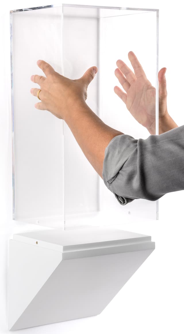 Wedge Pedestal Museum Wall Display | Clear Vitrine on White Shelf ...