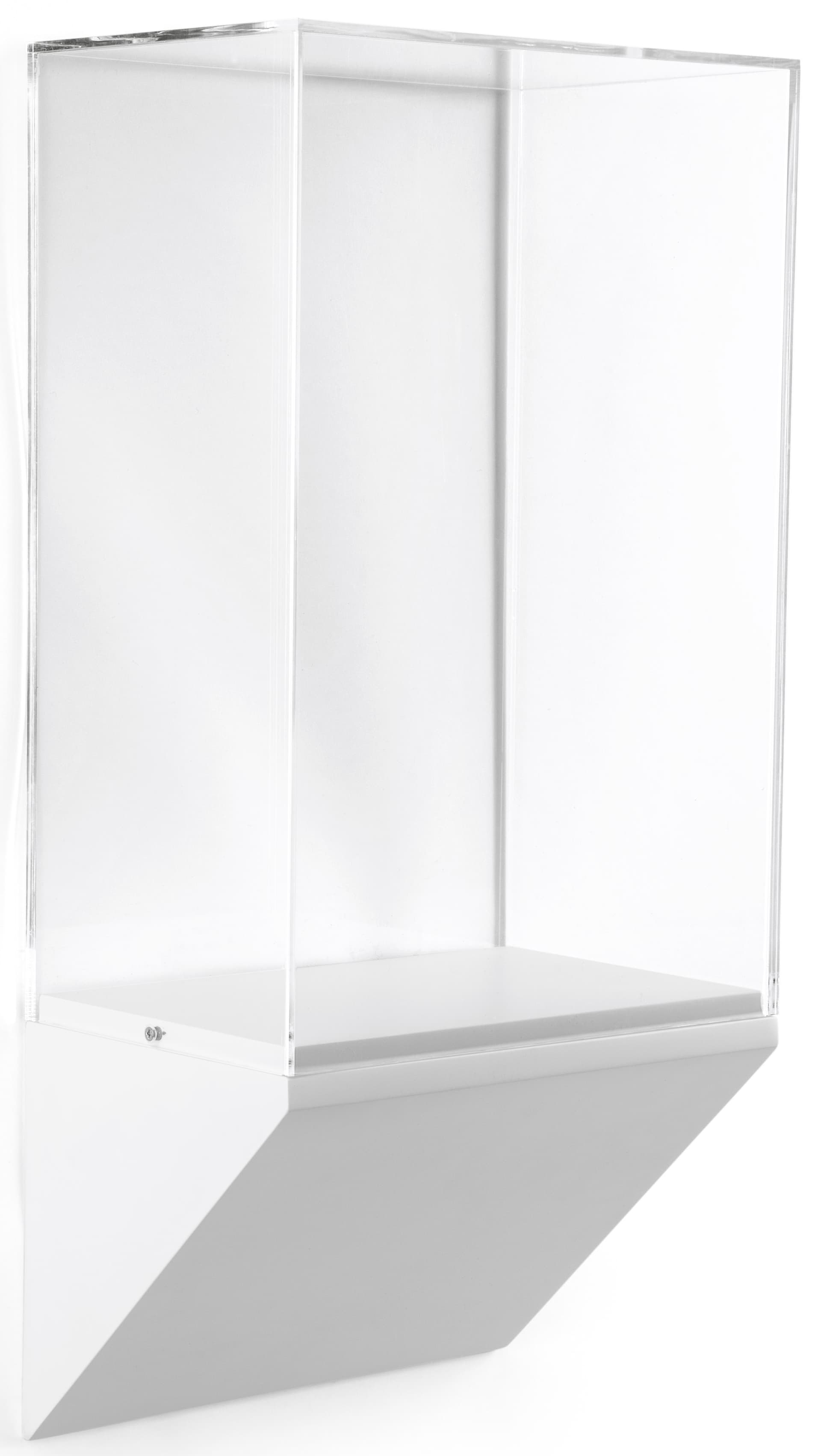 Wedge Pedestal Museum Wall Case | Acrylic Vitrine on White Base ...