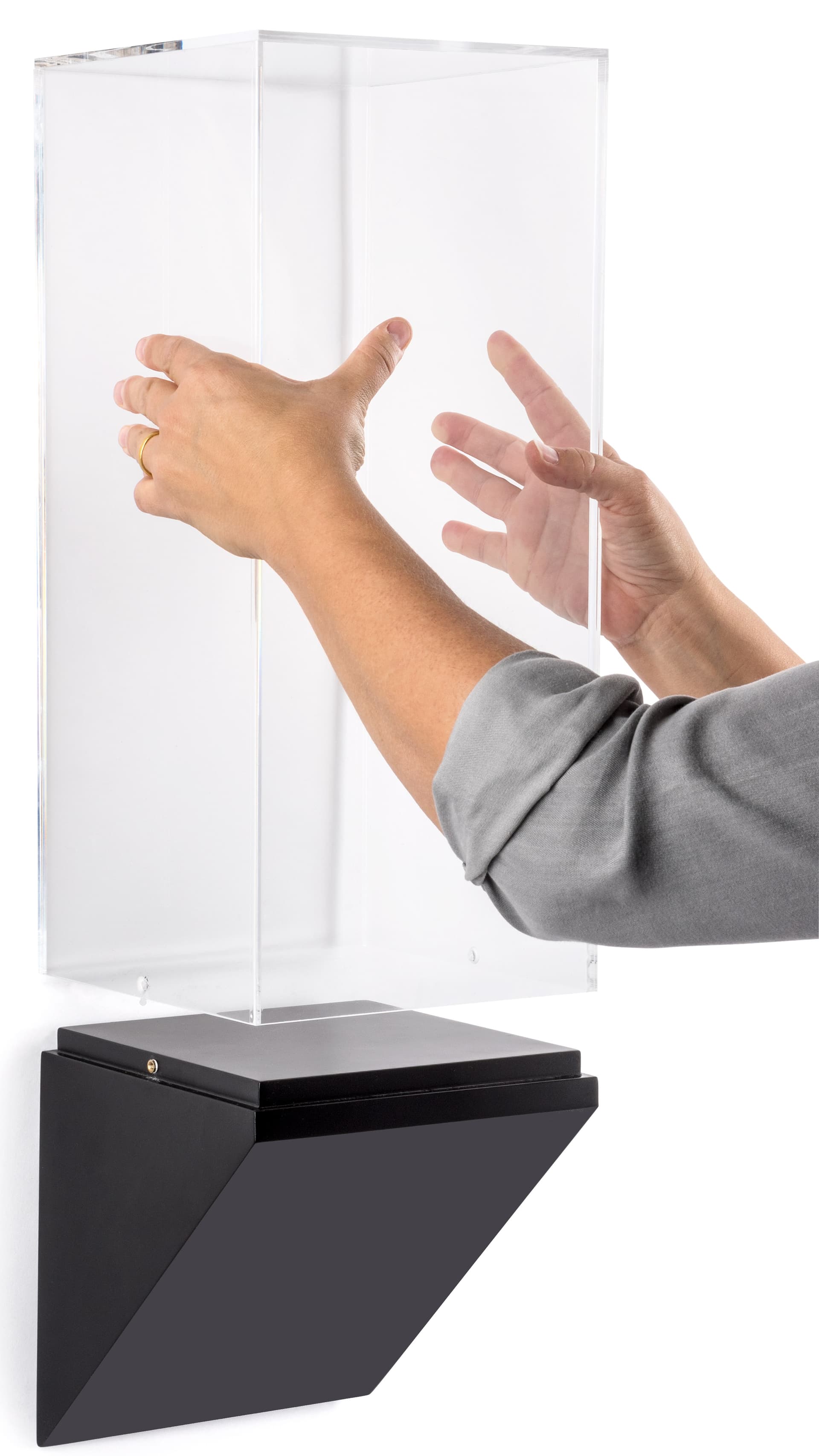 Wedge Pedestal Gallery Wall Display | Black MDF Tapered Base | Displays2Go