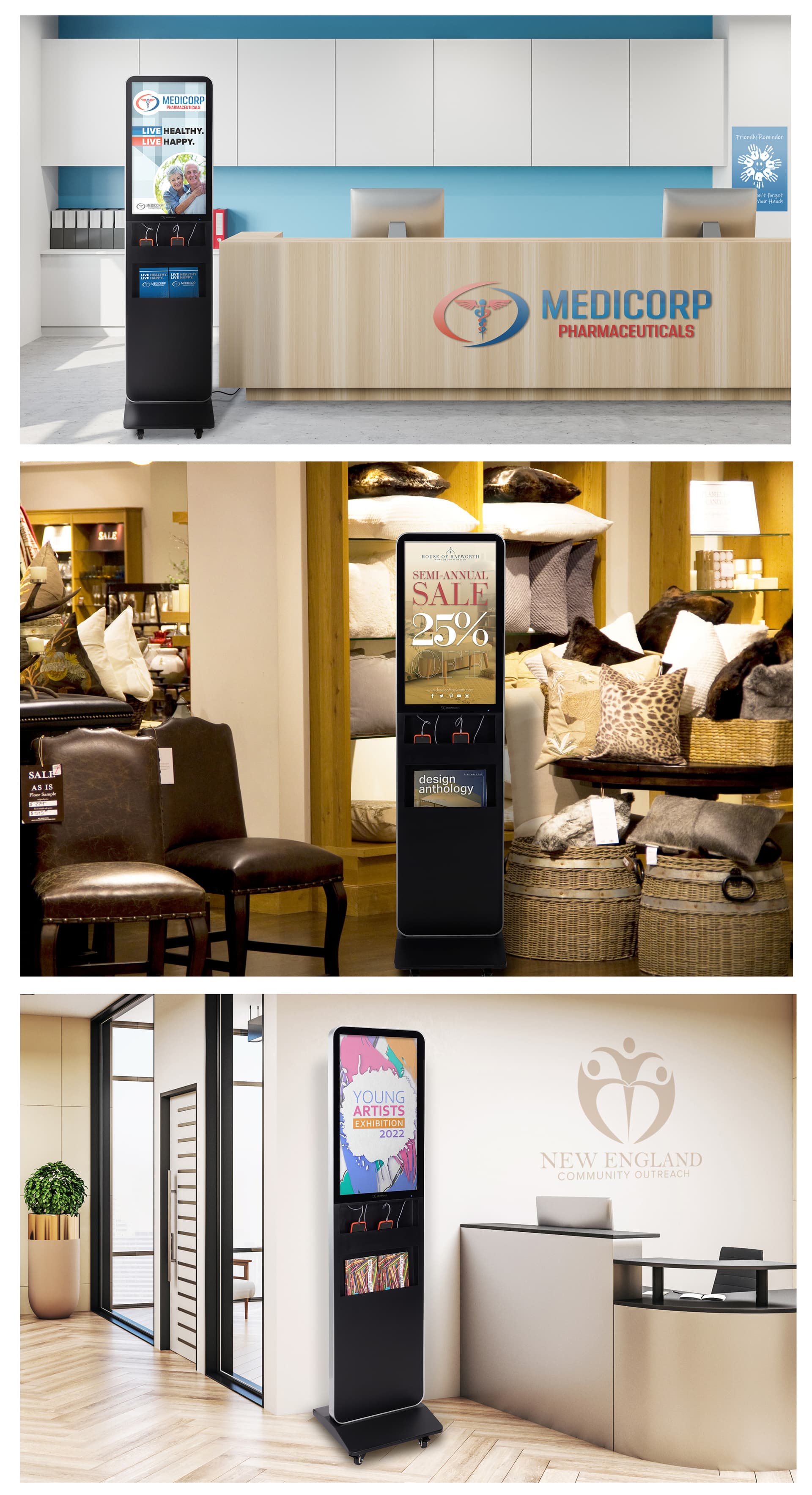 Digital Magazine Rack with Charging Station | 32" HD Screen | Displays2Go