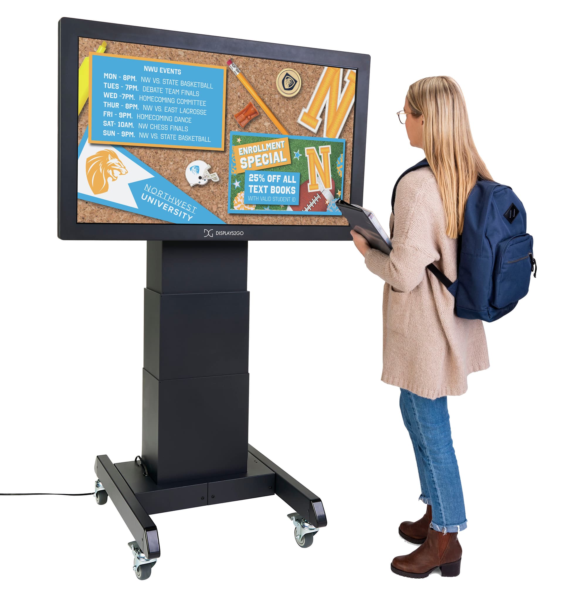 Tilting Mobile Flat Panel Stand | 36" to 62" Height Adjustment ...