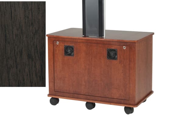Heritage Walnut Veneer Dual Monitor Trolley | 6 Caster Wheels | Displays2Go