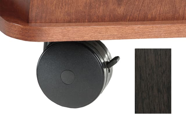 Heritage Walnut Veneer Dual Monitor Trolley | 6 Caster Wheels | Displays2Go