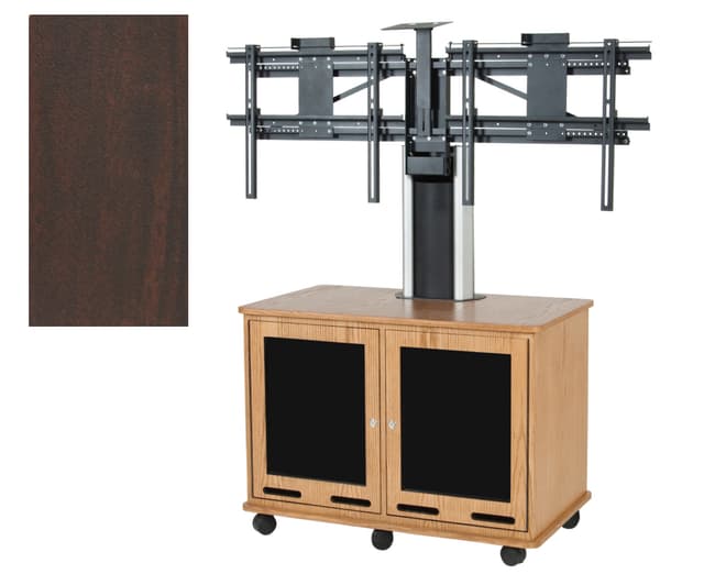 Mahogany Laminate Dual Monitor Trolley | VESA Compatible | Displays2Go