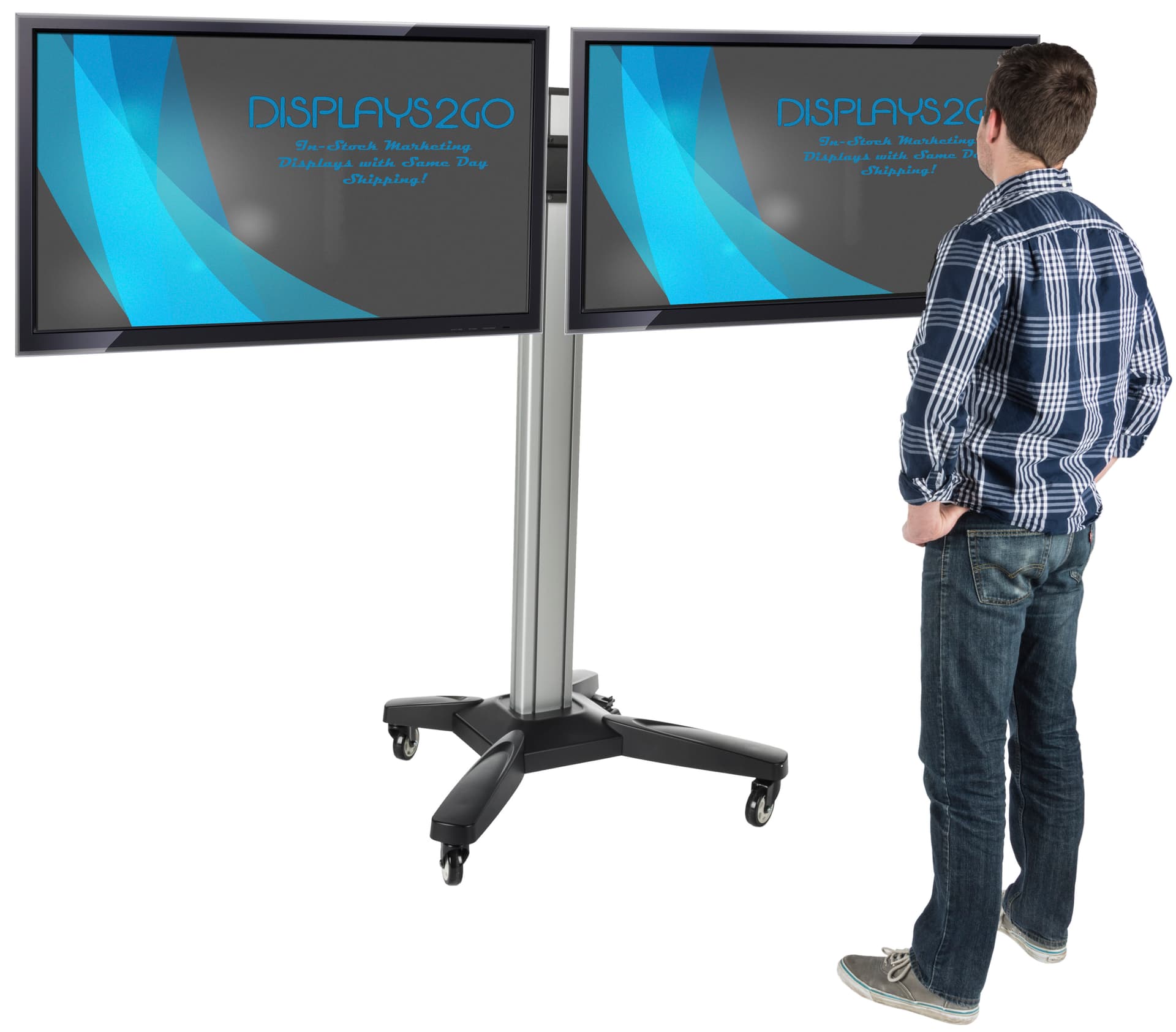 Side By Side Dual TV Rack | Cable Management | Displays2Go