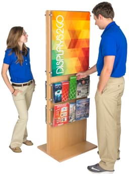 Two-Sided Wooden Poster Display with 20 Pockets | Floor Standing ...