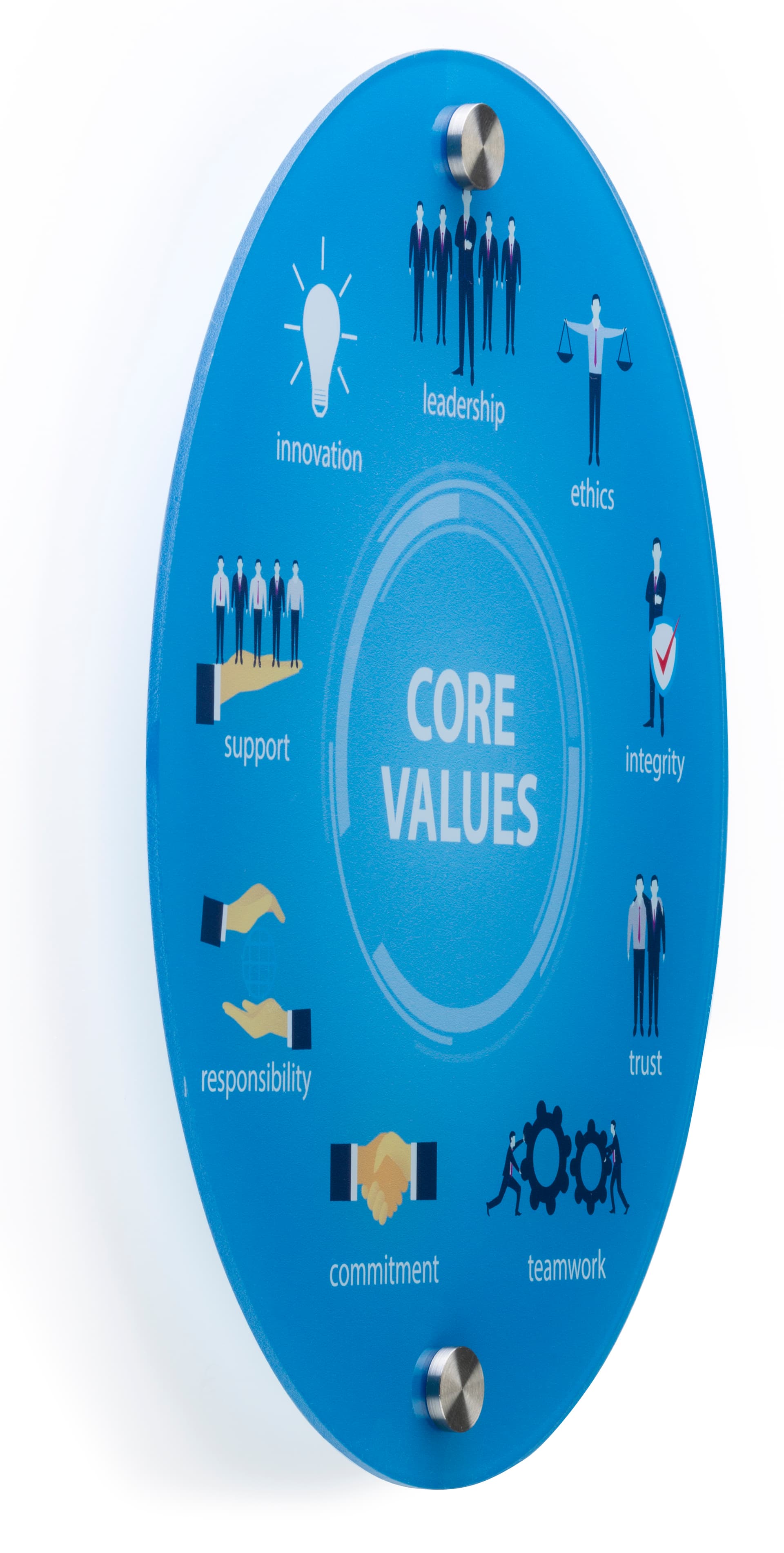 Custom Oval Door Sign with Standoffs | UV Printed Graphics | Displays2Go