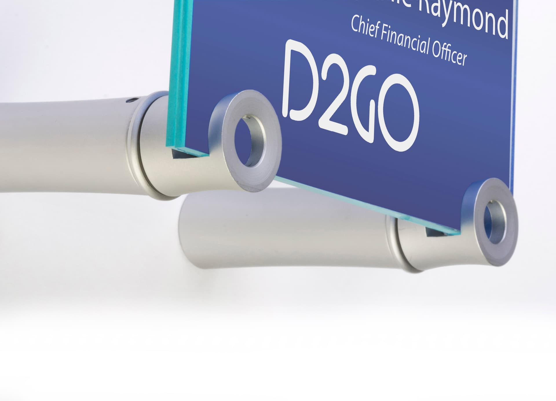 Office Sign Standoff | 4” Anodized Finish Edge Grip | Displays2Go