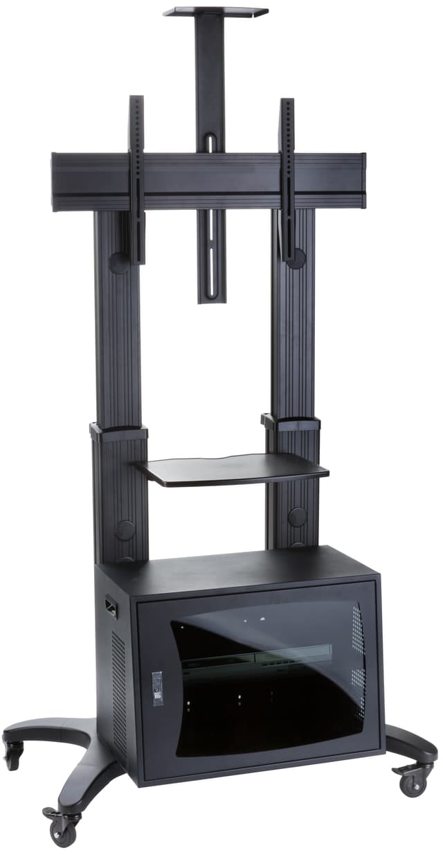 Mobile TV Rack with Lockable Storage | Swivel Casters | Displays2Go